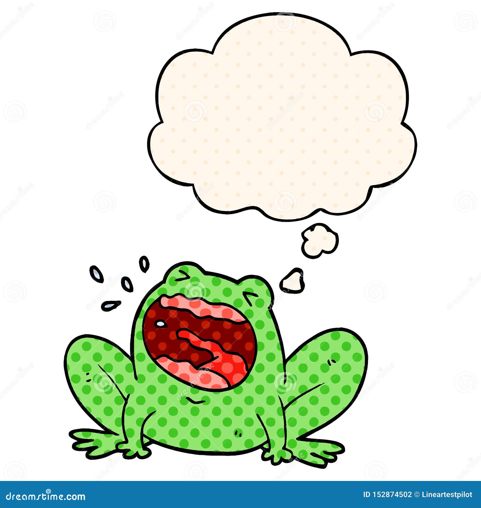 A Creative Cartoon Frog Shouting and Thought Bubble in Comic Book Style ...