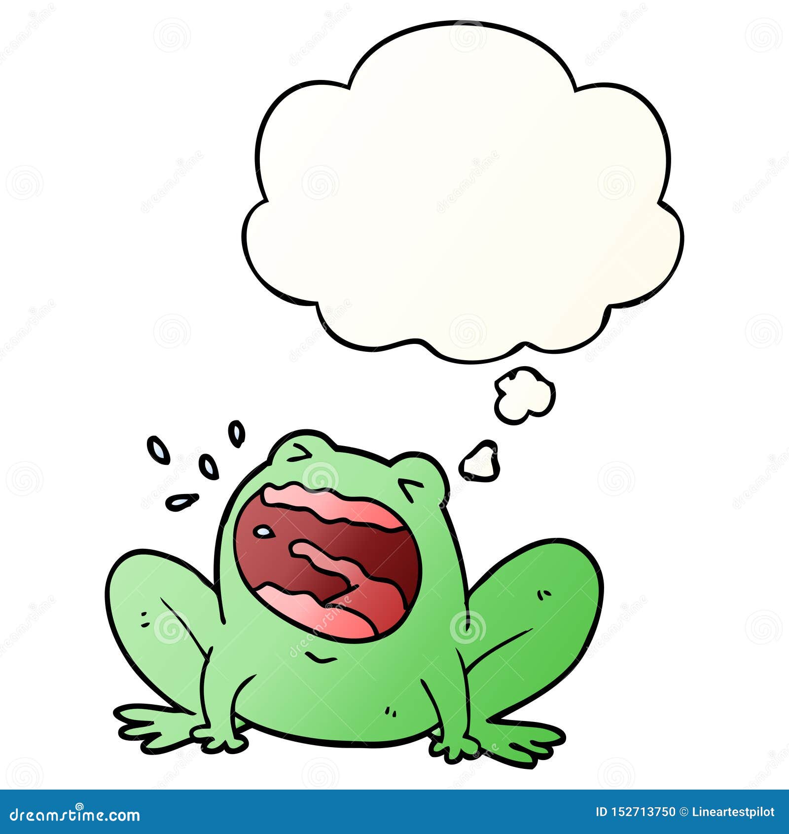 A Creative Cartoon Frog Shouting and Thought Bubble in Smooth Gradient ...