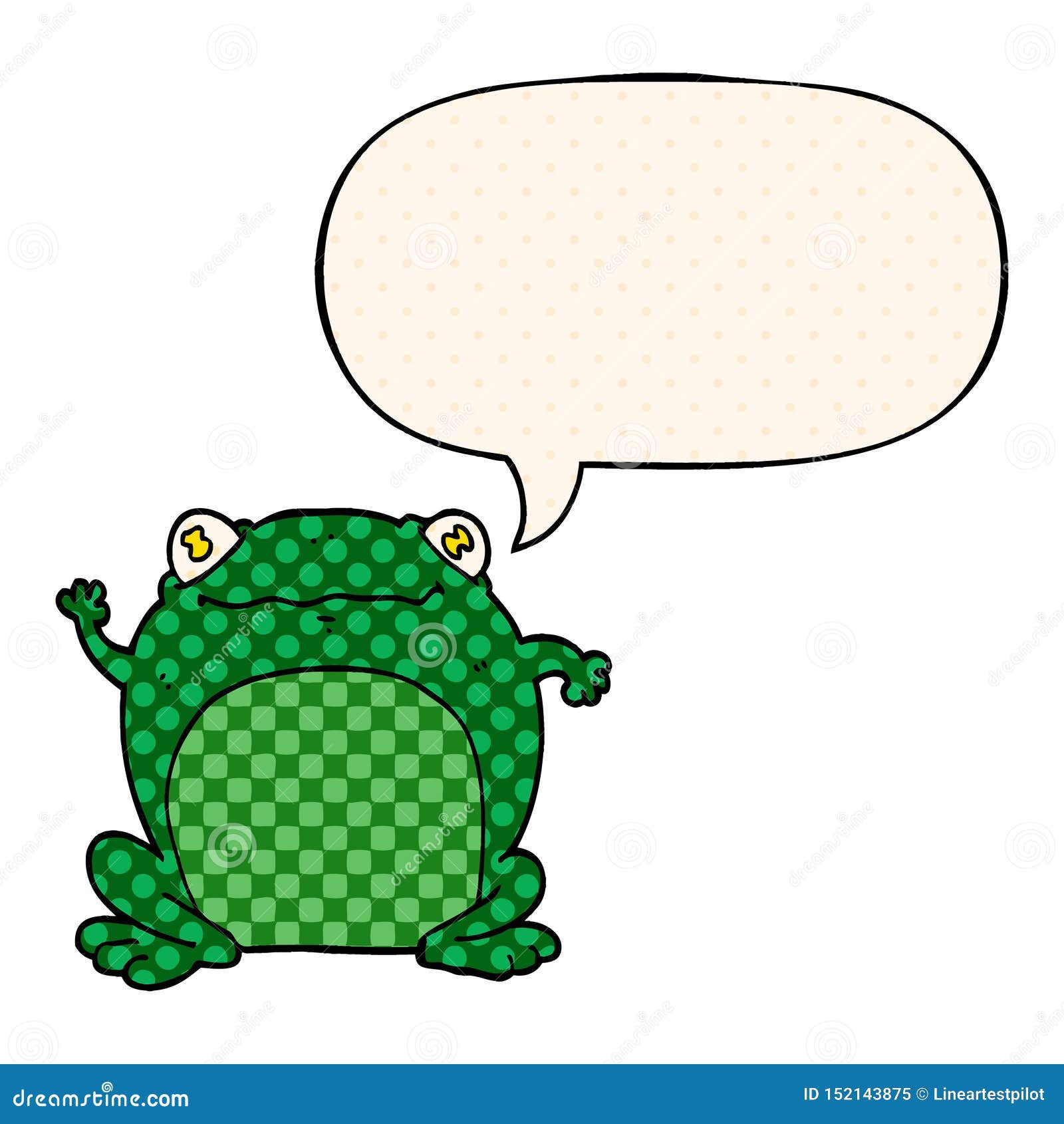 A Creative Cartoon Frog and Speech Bubble in Comic Book Style Stock ...
