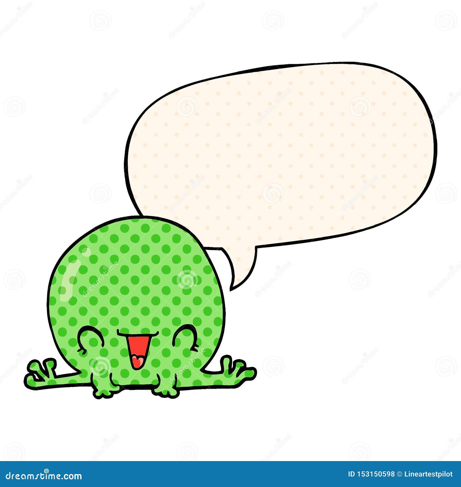 A Creative Cartoon Frog and Speech Bubble in Comic Book Style Stock ...