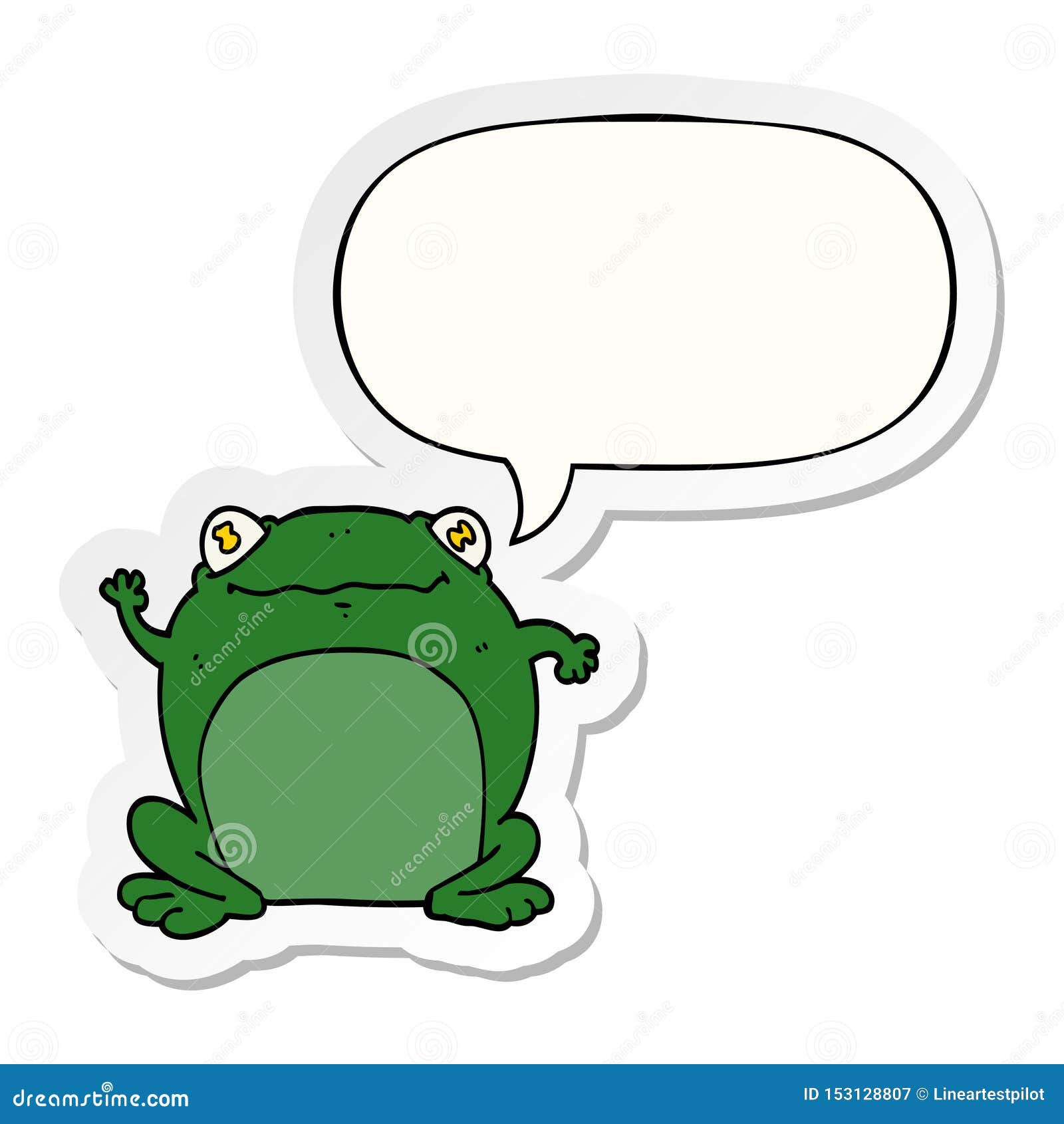 A Creative Cartoon Frog and Speech Bubble Sticker Stock Vector ...