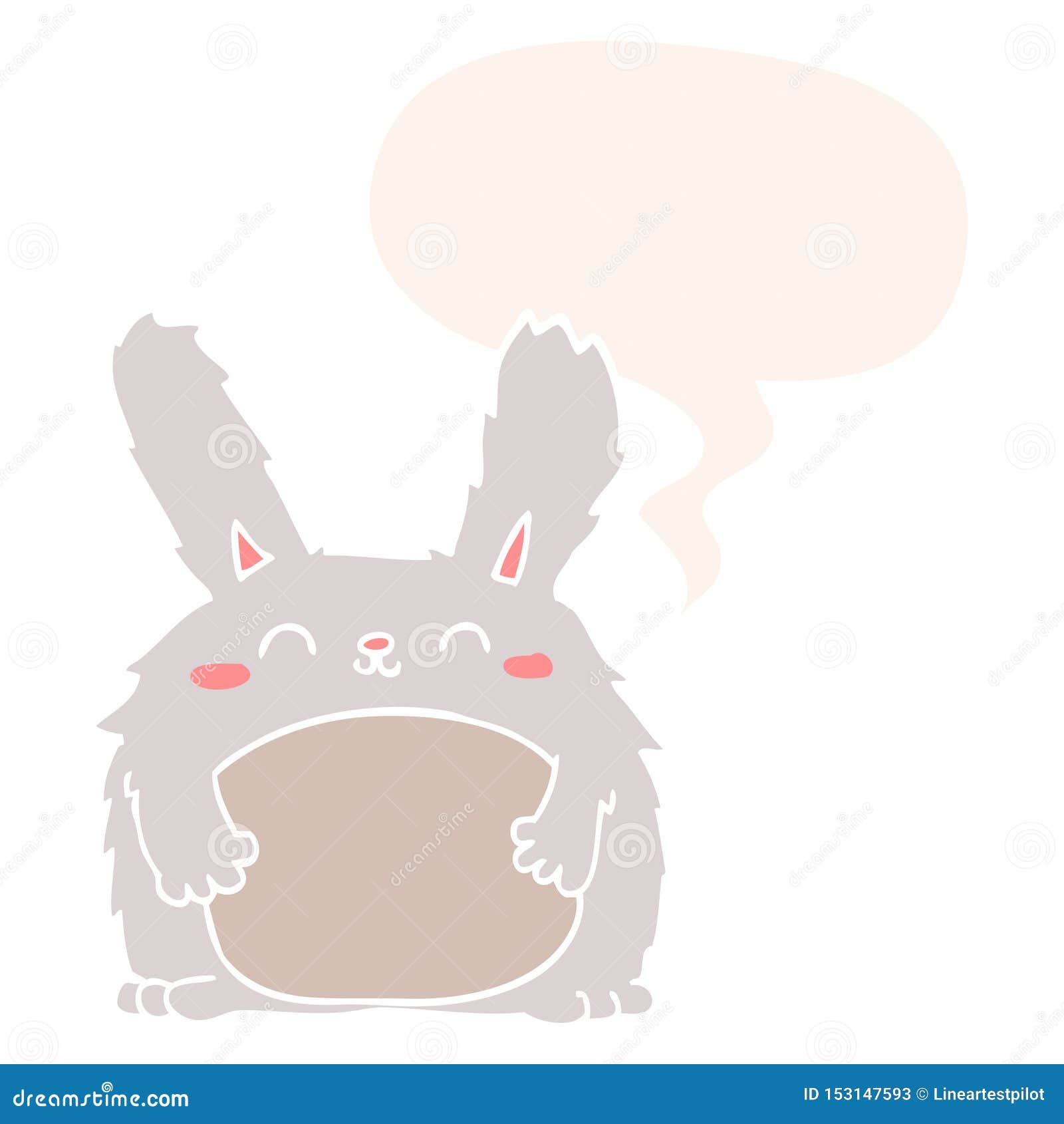 A Creative Cartoon Furry Rabbit and Speech Bubble in Retro Style Stock ...