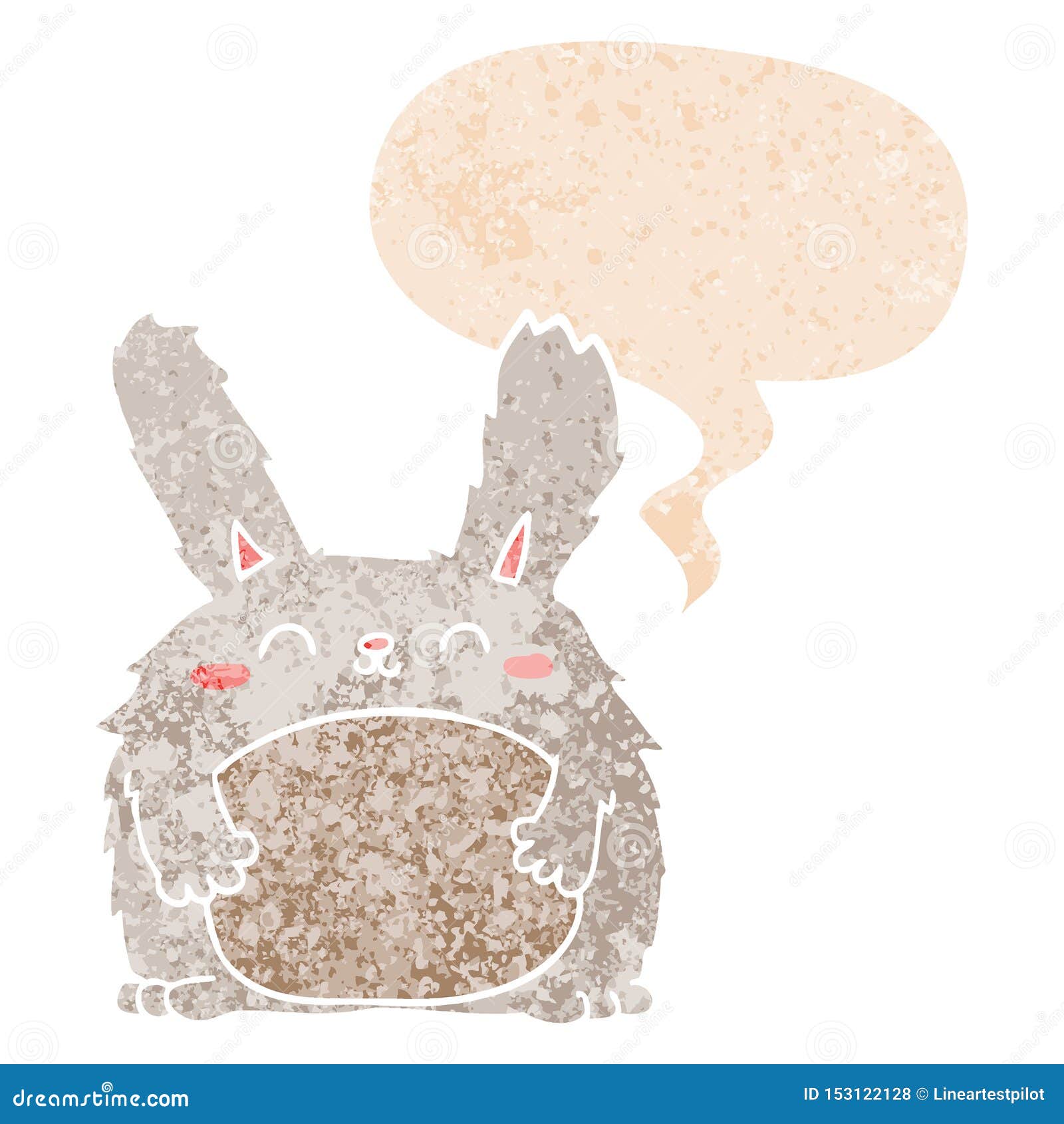 A Creative Cartoon Furry Rabbit and Speech Bubble in Retro Textured ...