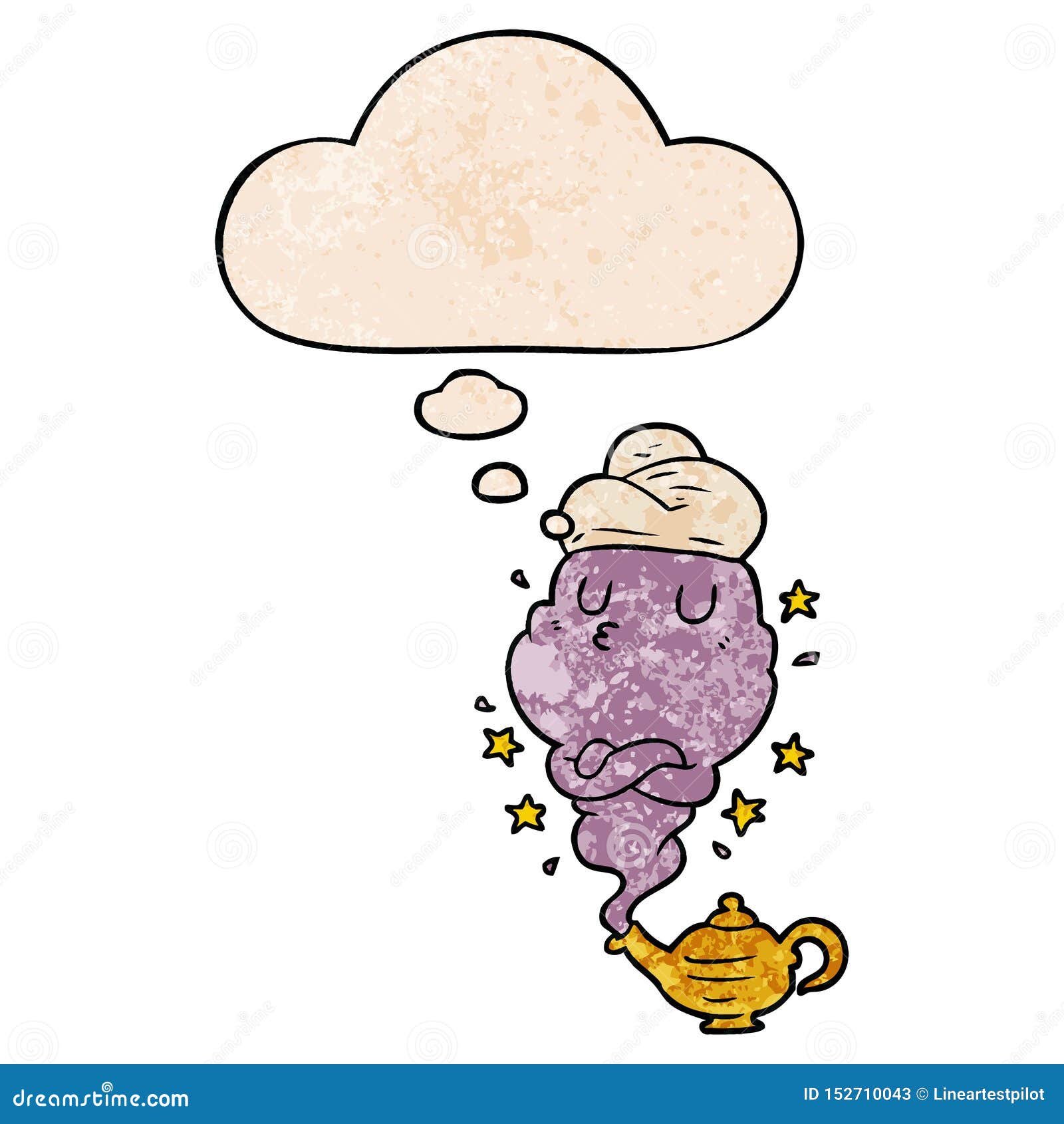 A Creative Cartoon Genie and Thought Bubble in Grunge Texture Pattern ...