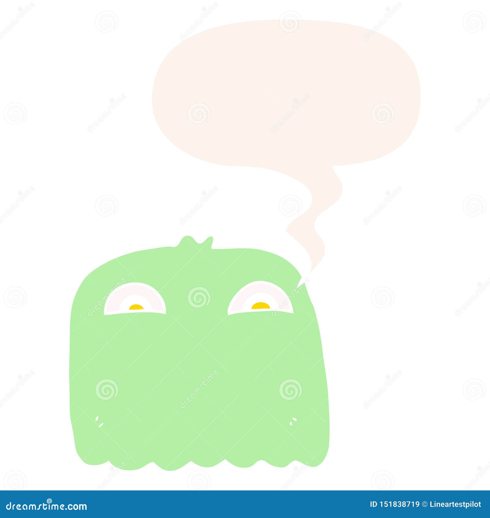 A Creative Cartoon Ghost and Speech Bubble in Retro Style Stock Vector ...