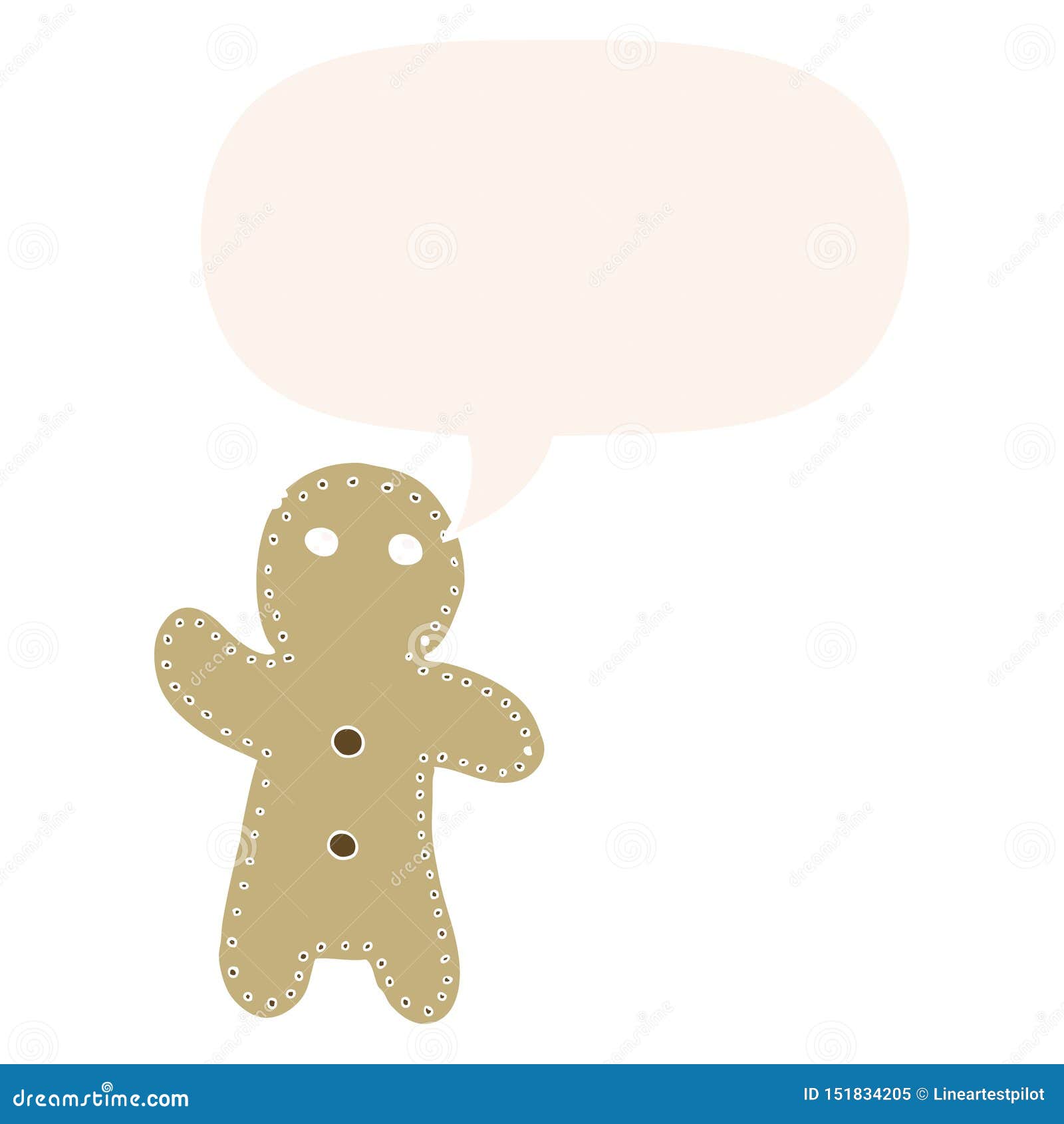 A Creative Cartoon Gingerbread Man and Speech Bubble in Retro Style ...