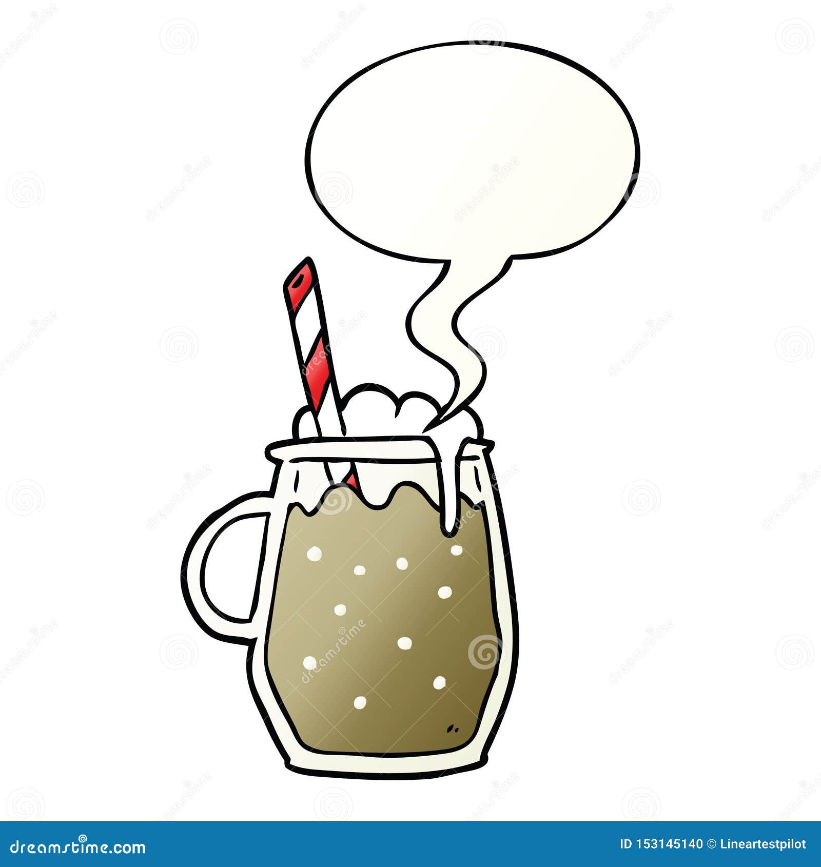 A Creative Cartoon Glass of Root Beer and Straw and Speech Bubble in ...
