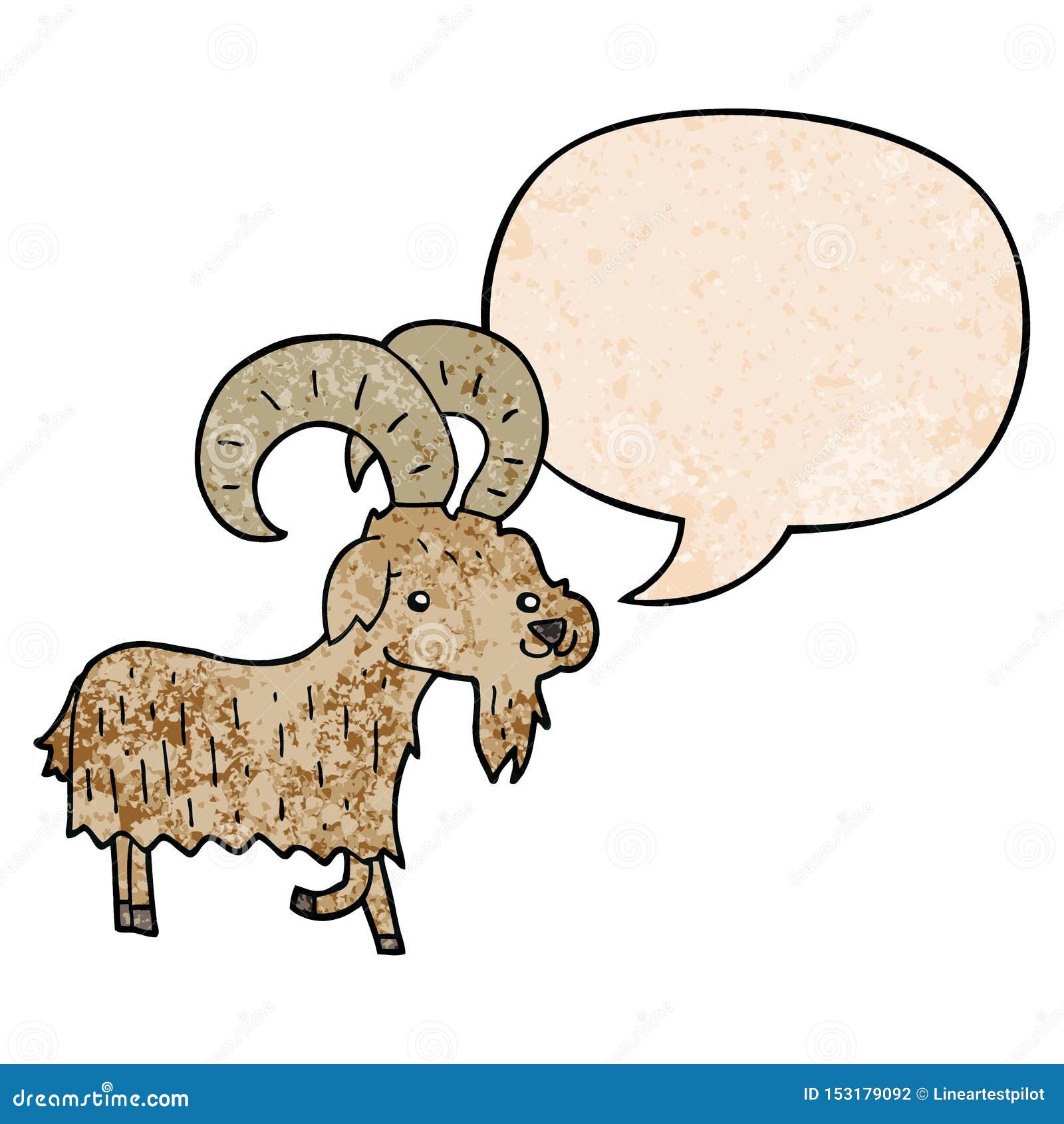 A Creative Cartoon Goat and Speech Bubble in Retro Texture Style Stock ...