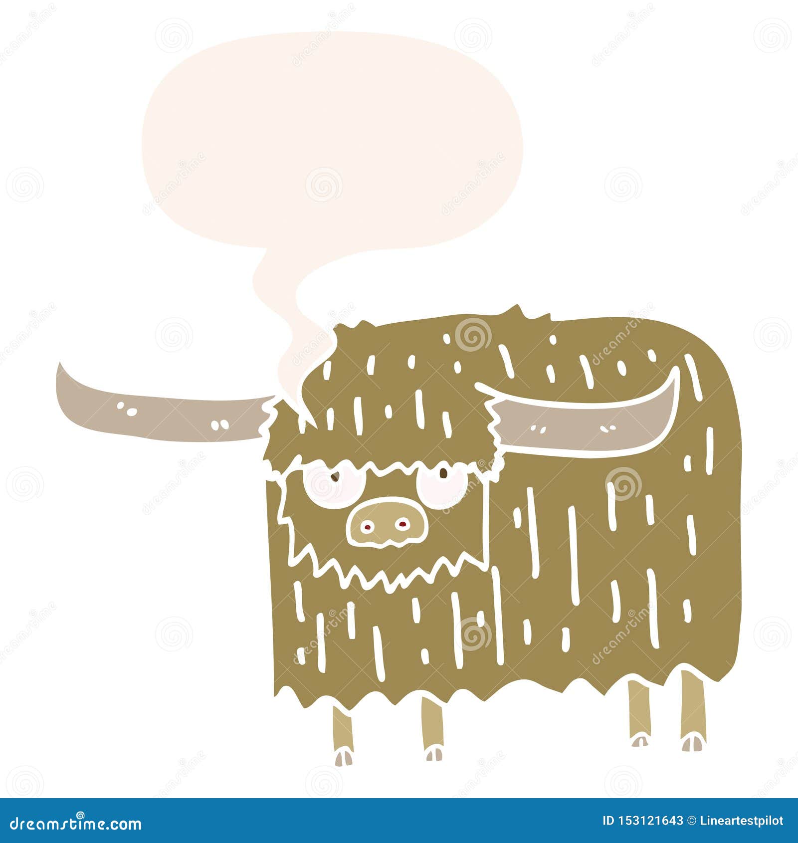A Creative Cartoon Hairy Cow and Speech Bubble in Retro Style Stock ...