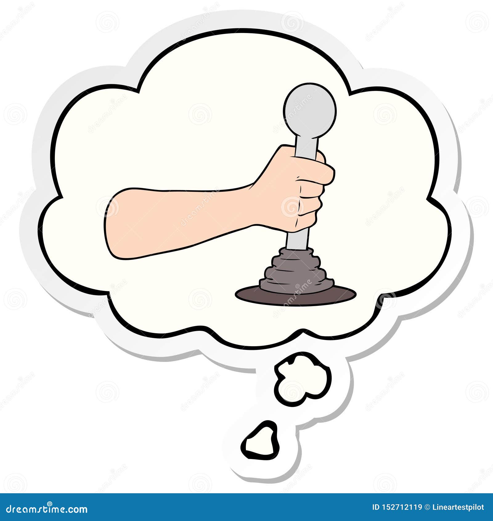 A Creative Cartoon Hand Pulling Lever and Thought Bubble As a Printed ...