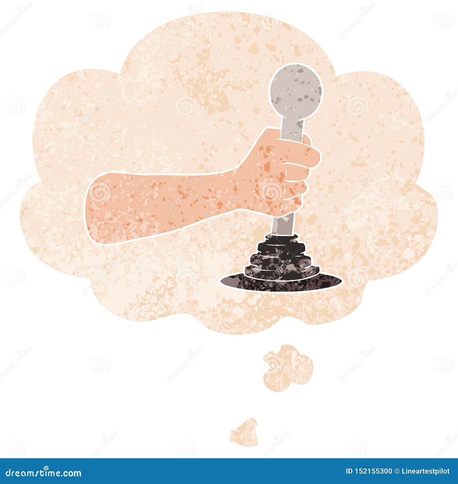 A Creative Cartoon Hand Pulling Lever and Thought Bubble in Retro ...