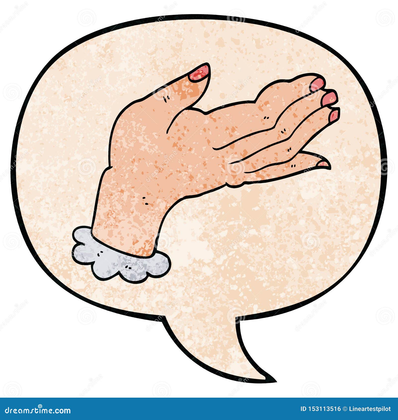 A Creative Cartoon Hand and Speech Bubble in Retro Texture Style Stock ...
