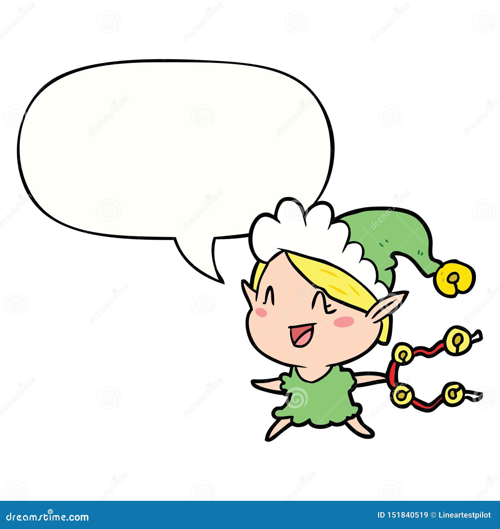 A Creative Cartoon Happy Christmas Elf and Speech Bubble Stock Vector ...