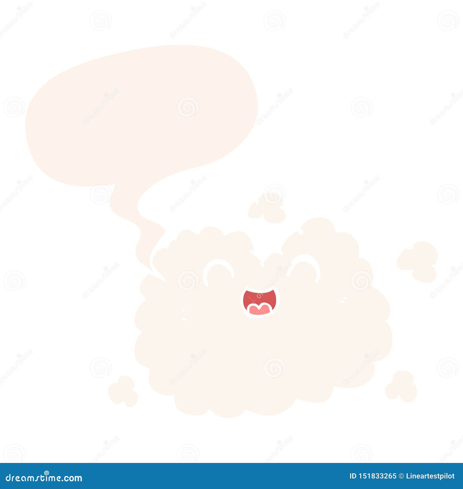 A Creative Cartoon Happy Smoke Cloud and Speech Bubble in Retro Style ...