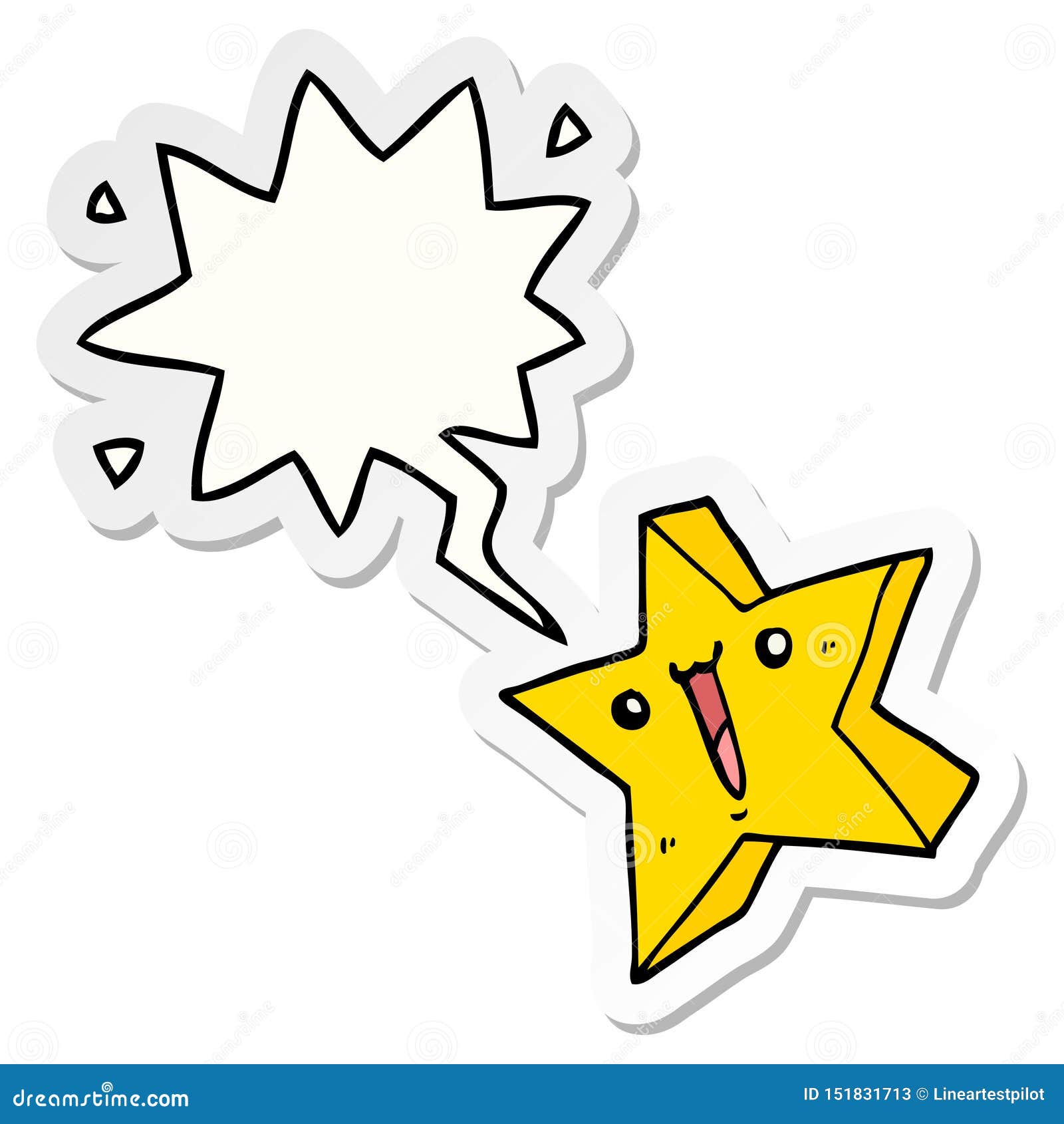 A Creative Cartoon Happy Star and Speech Bubble Sticker Stock Vector ...