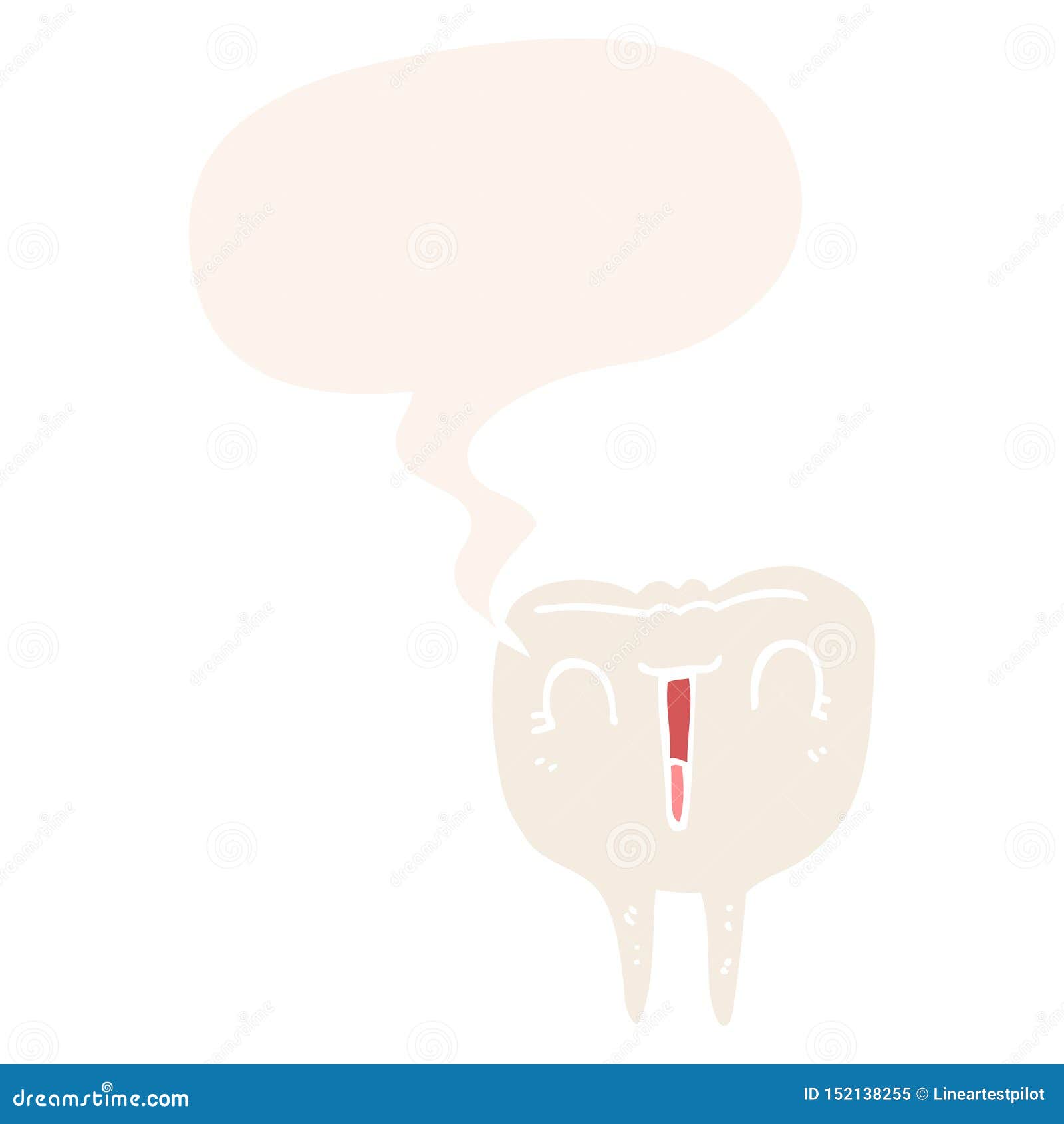 A Creative Cartoon Happy Tooth and Speech Bubble in Retro Style Stock ...