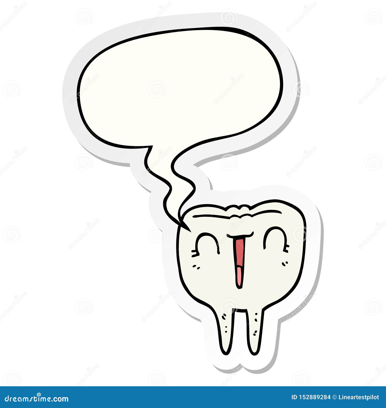 A Creative Cartoon Happy Tooth and Speech Bubble Sticker Stock Vector ...