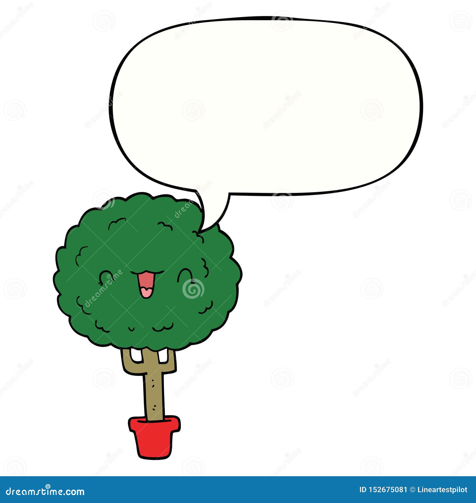 A Creative Cartoon Happy Tree and Speech Bubble Stock Vector ...