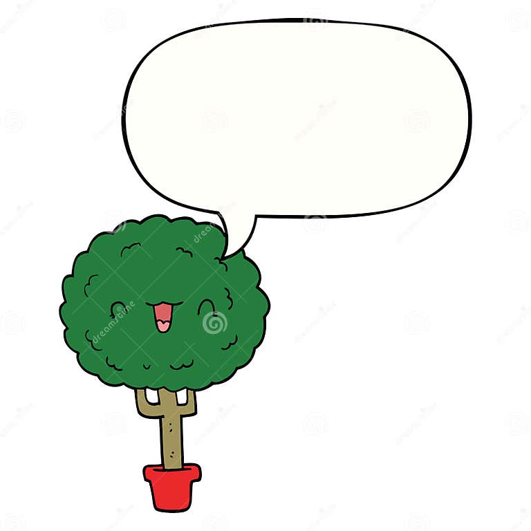 A Creative Cartoon Happy Tree and Speech Bubble Stock Vector ...