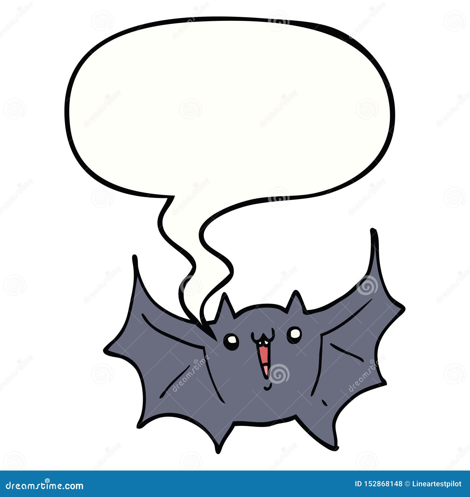 A Creative Cartoon Happy Vampire Bat and Speech Bubble Stock Vector ...