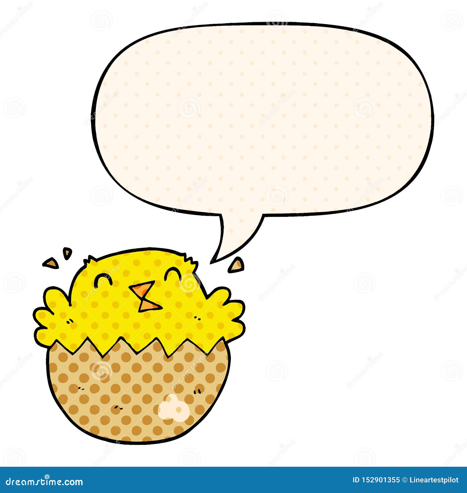 A Creative Cartoon Hatching Chick and Speech Bubble in Comic Book Style ...