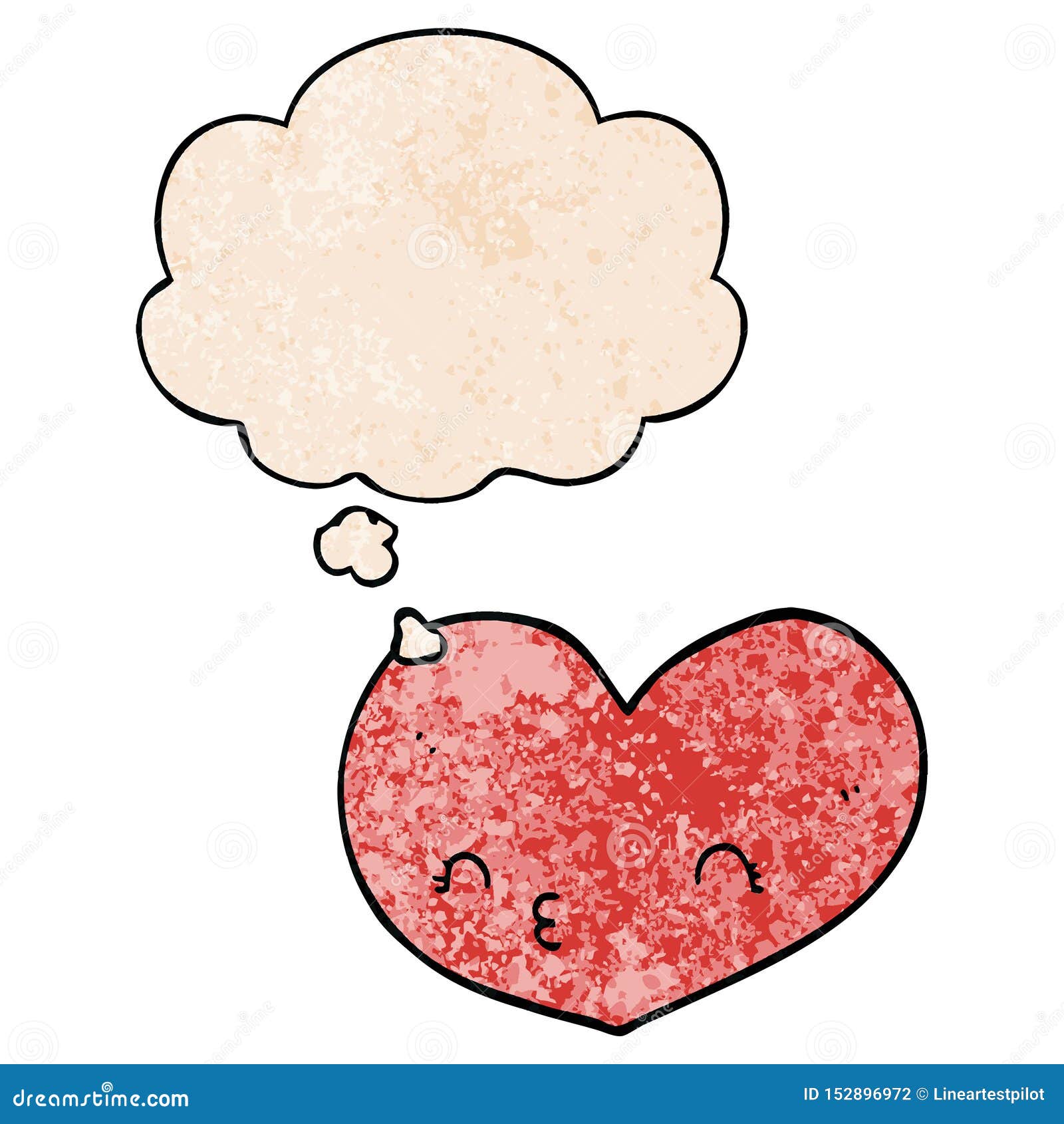 A Creative Cartoon Heart with Face and Thought Bubble in Grunge Texture ...