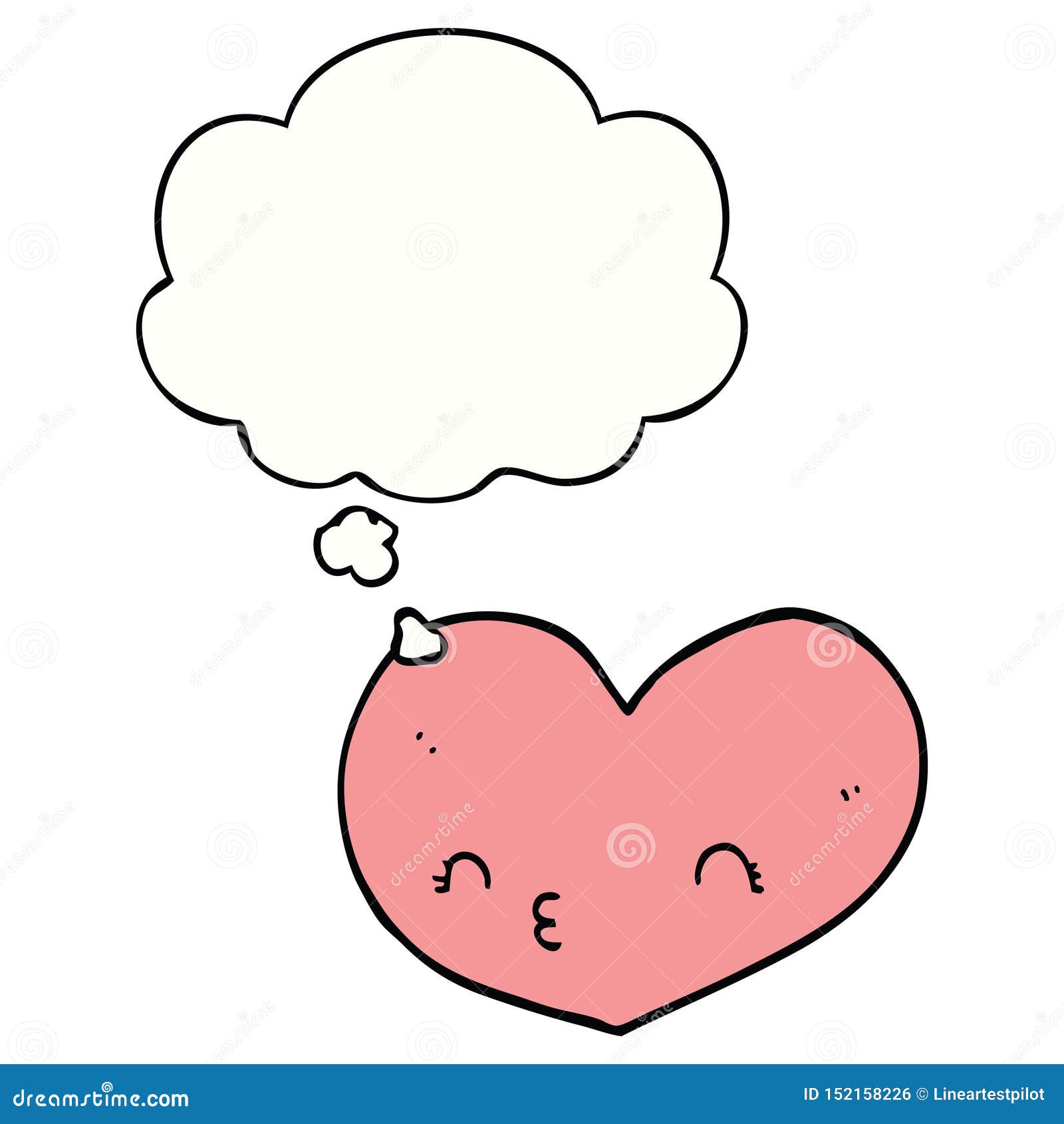 A Creative Cartoon Heart with Face and Thought Bubble Stock Vector ...