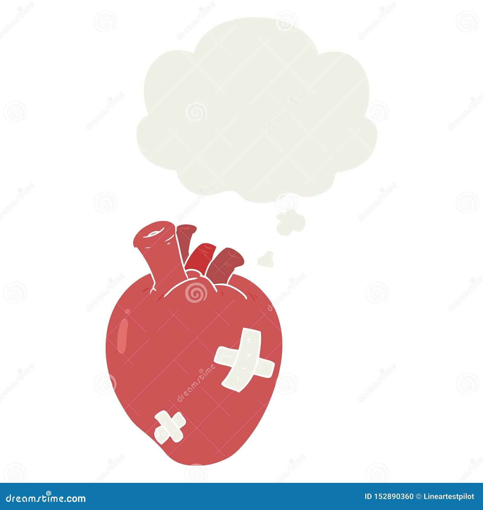 A Creative Cartoon Heart and Thought Bubble in Retro Style Stock Vector ...