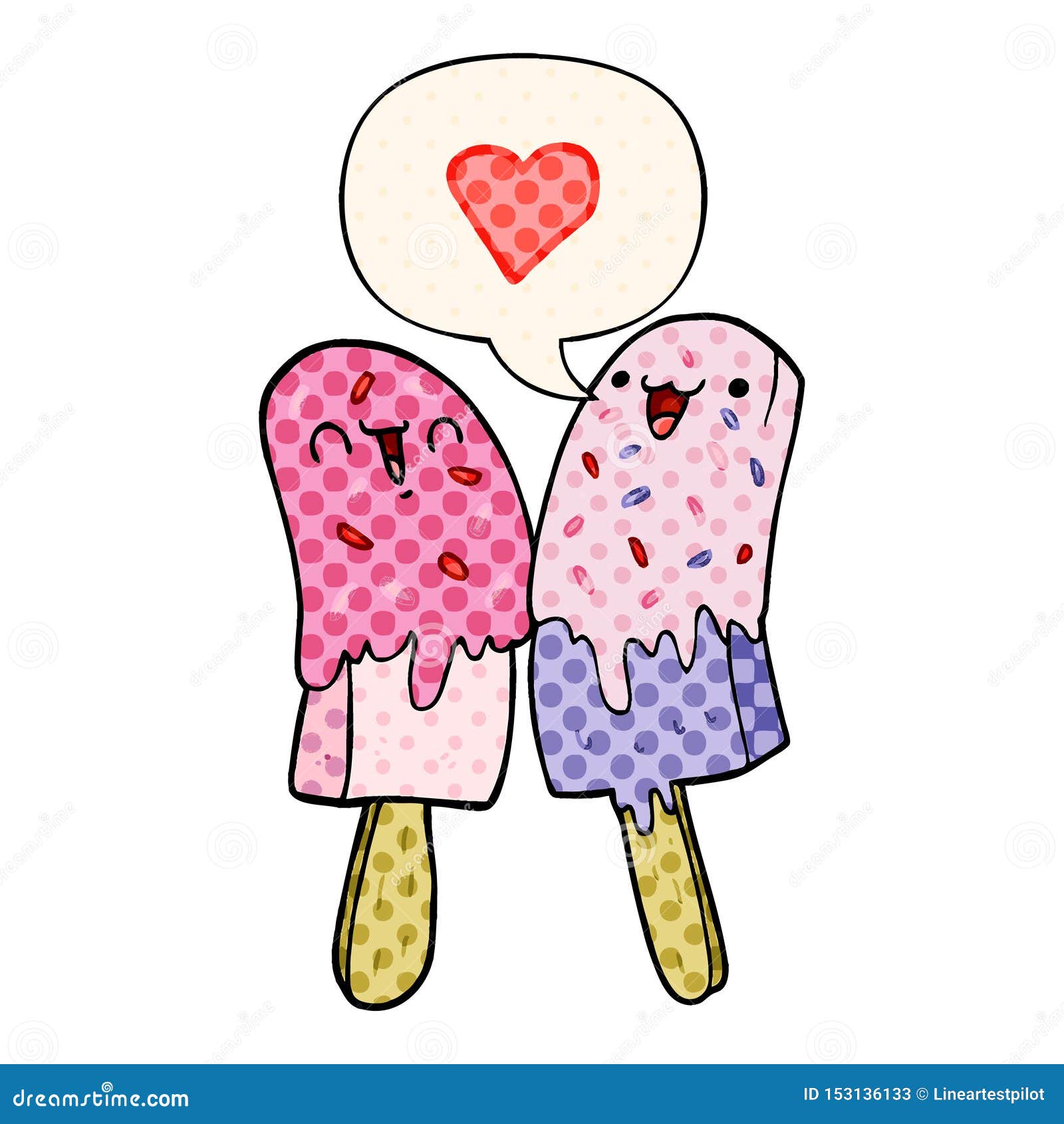 A Creative Cartoon Ice Lolly in Love and Speech Bubble in Comic Book ...