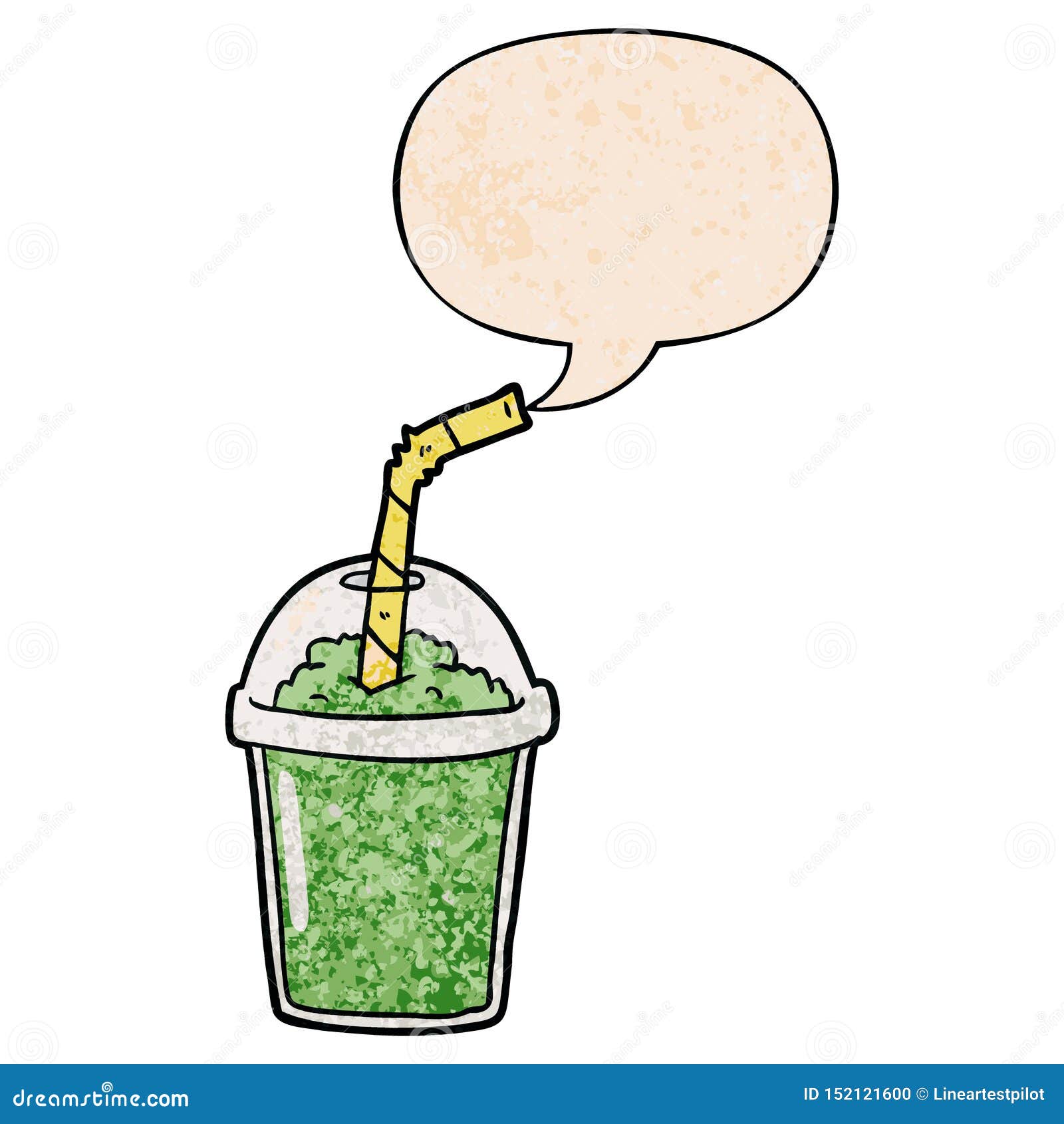A Creative Cartoon Iced Smoothie and Speech Bubble in Retro Texture ...