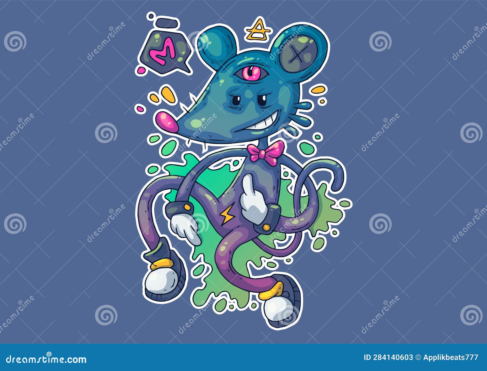 Creative Cartoon Illustration. Strange Mouse in a Funny Pose Stock ...