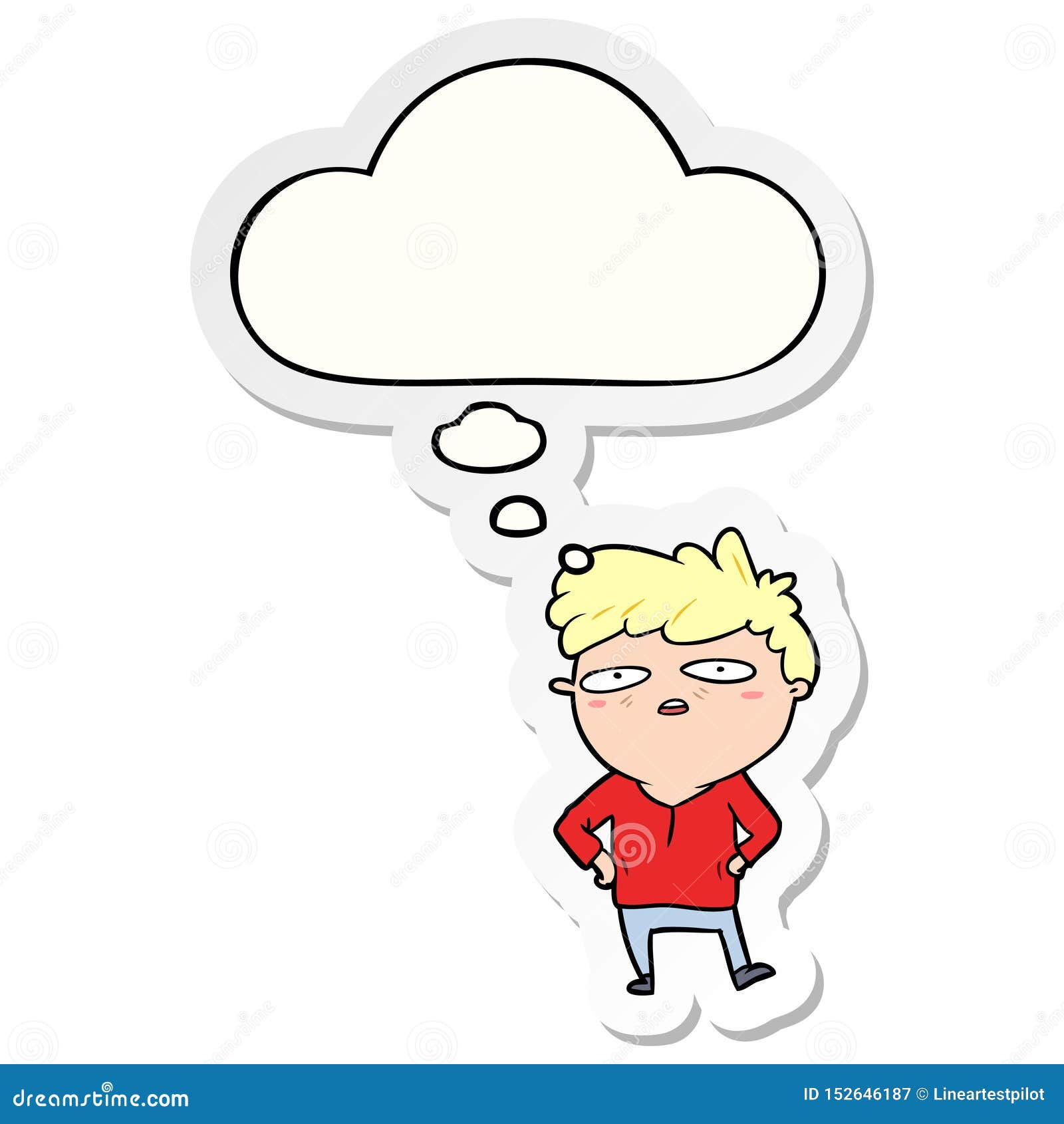 A Creative Cartoon Impatient Man and Thought Bubble As a Printed ...