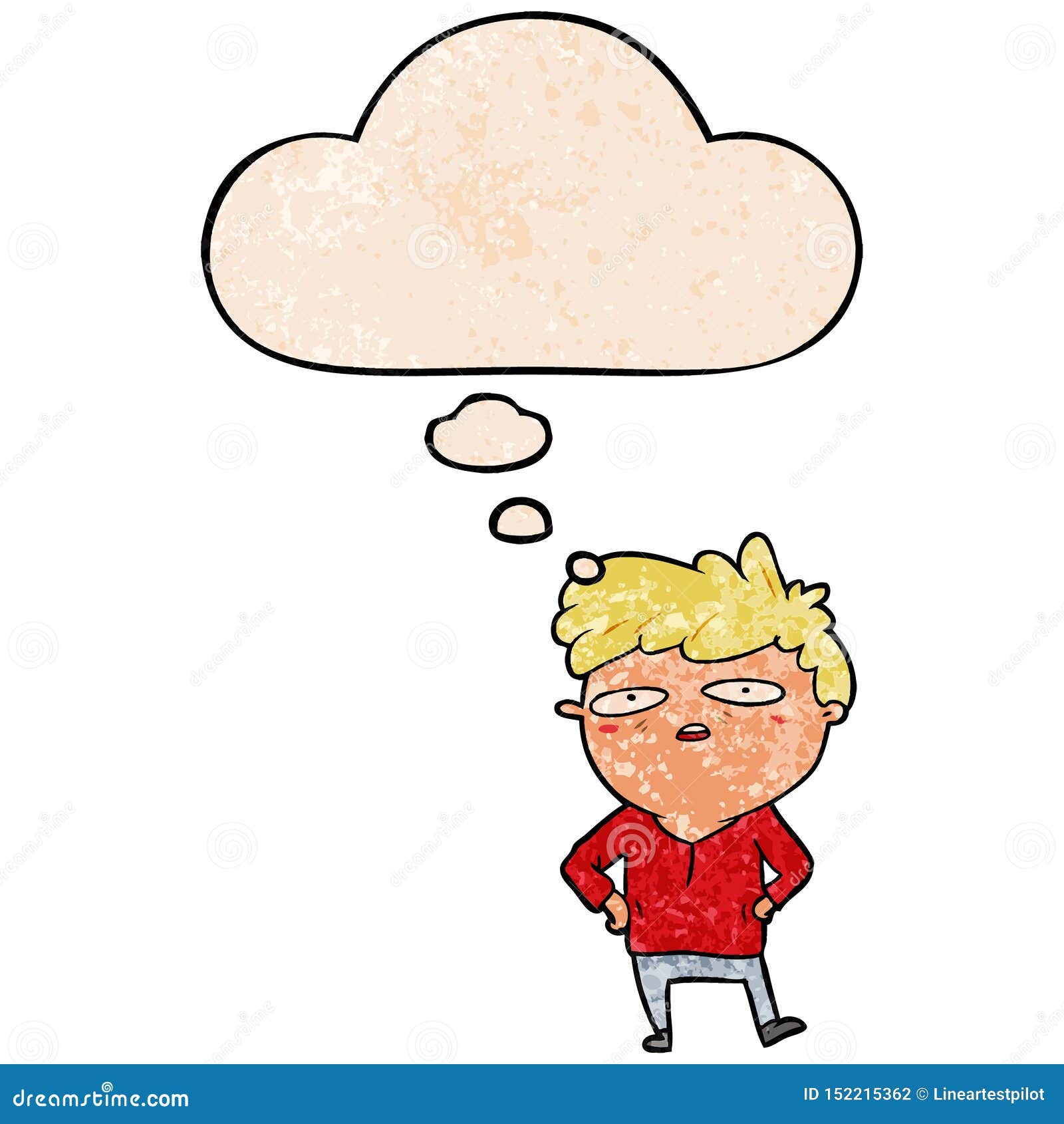 A Creative Cartoon Impatient Man and Thought Bubble in Grunge Texture ...