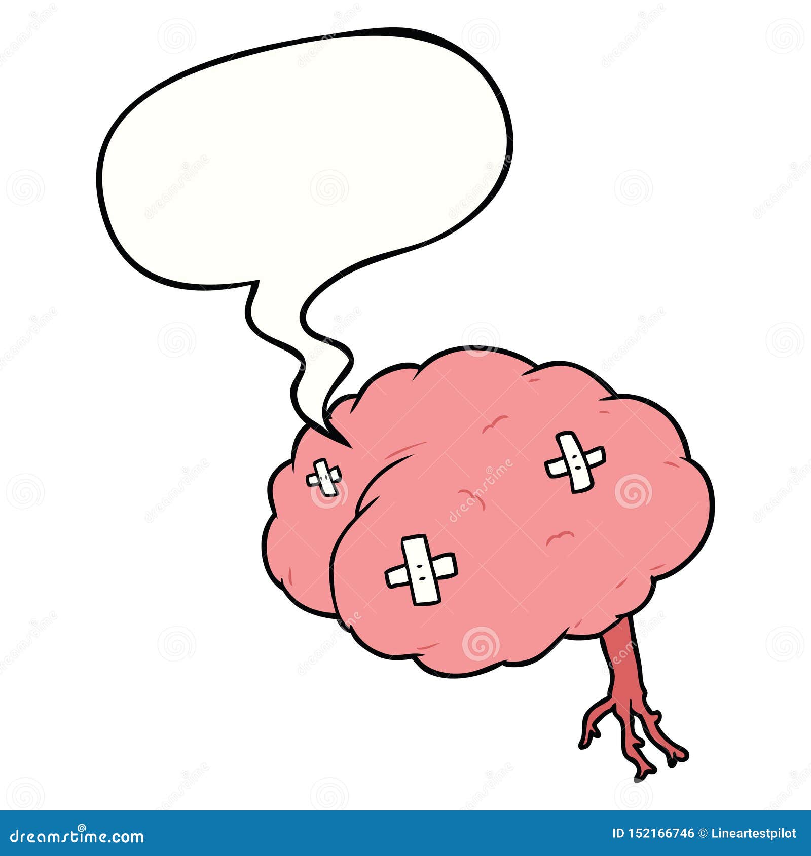 A Creative Cartoon Injured Brain and Speech Bubble Stock Vector ...