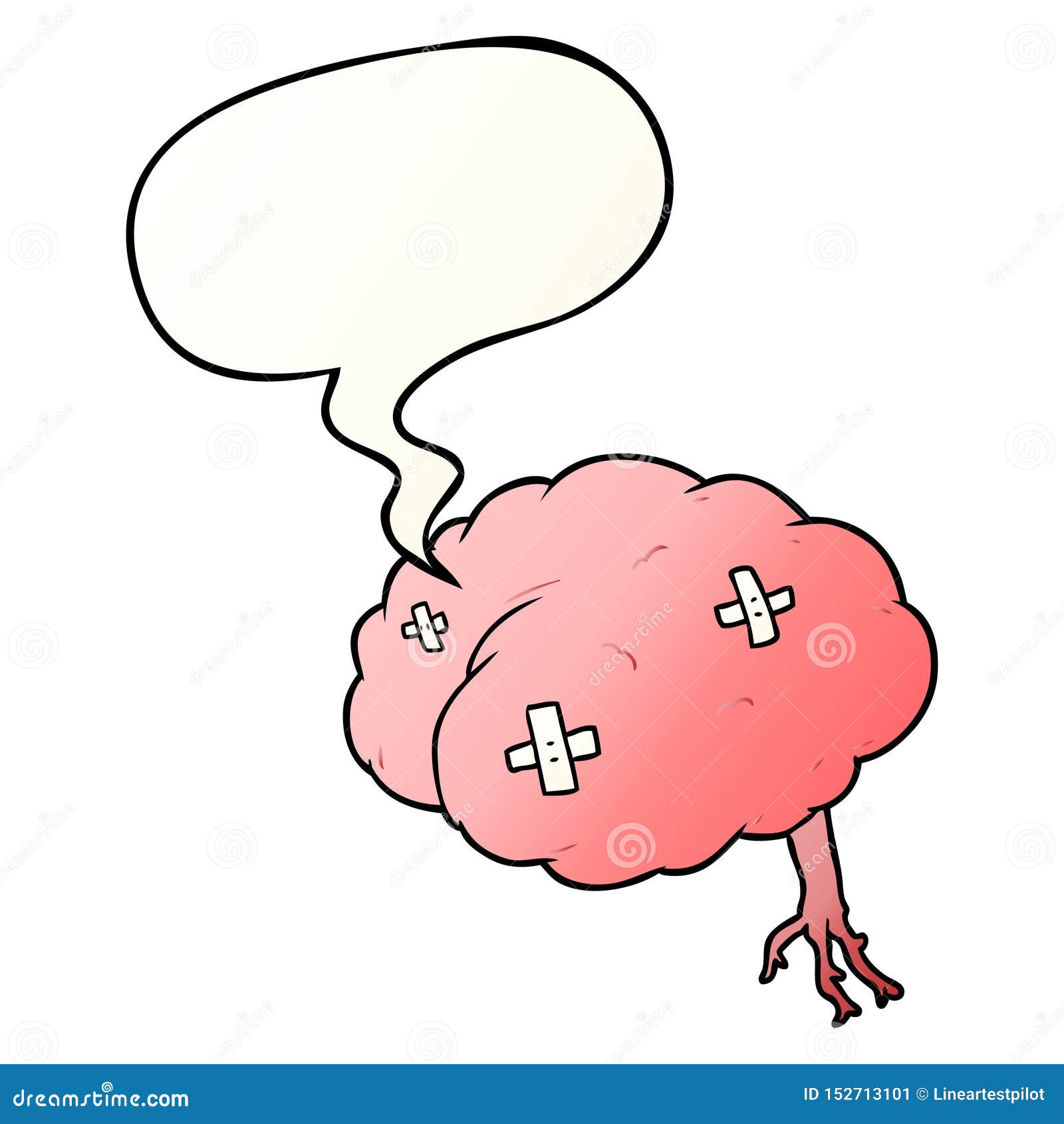 A Creative Cartoon Injured Brain and Speech Bubble in Smooth Gradient ...