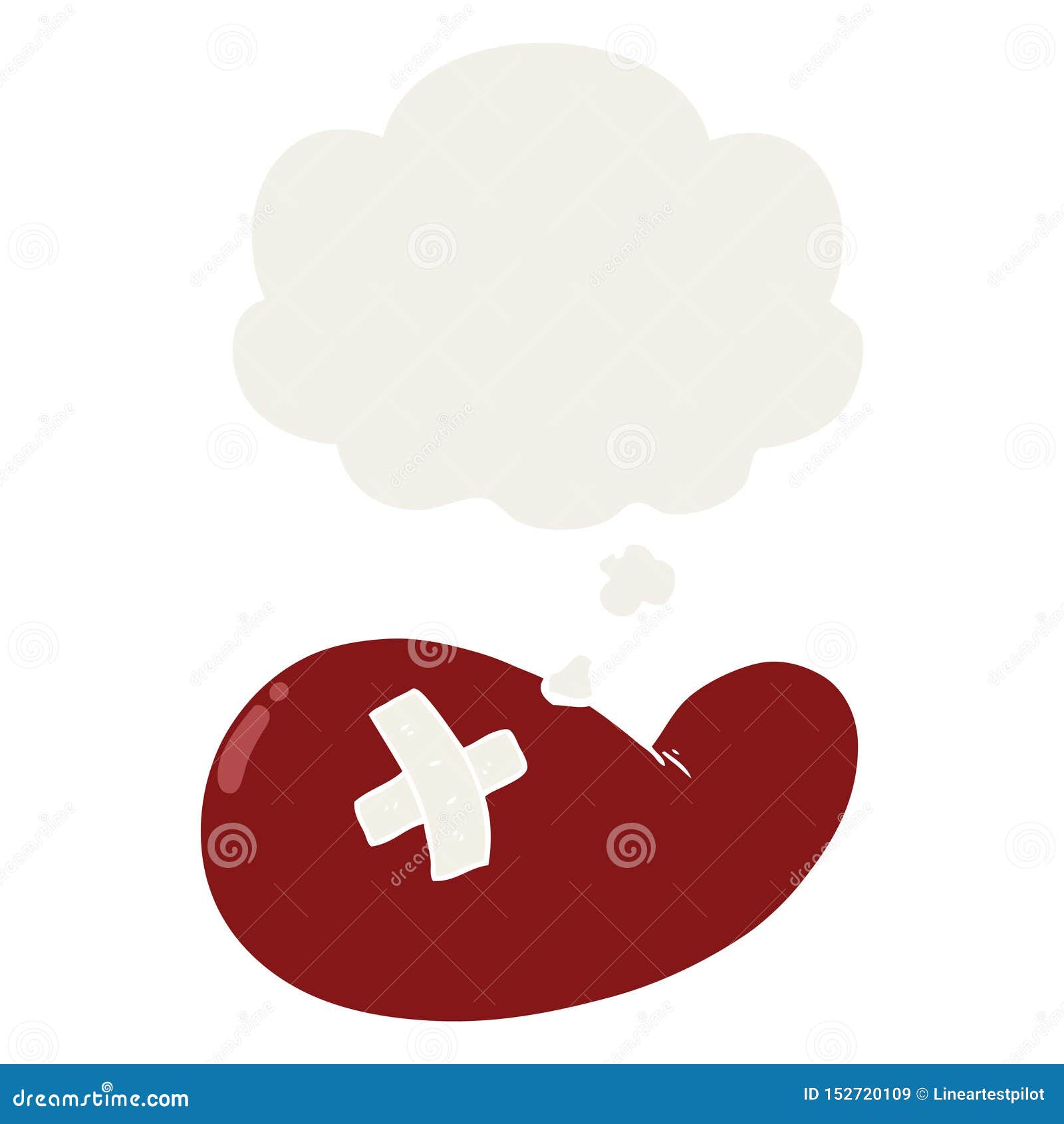 A Creative Cartoon Injured Gall Bladder and Thought Bubble in Retro ...