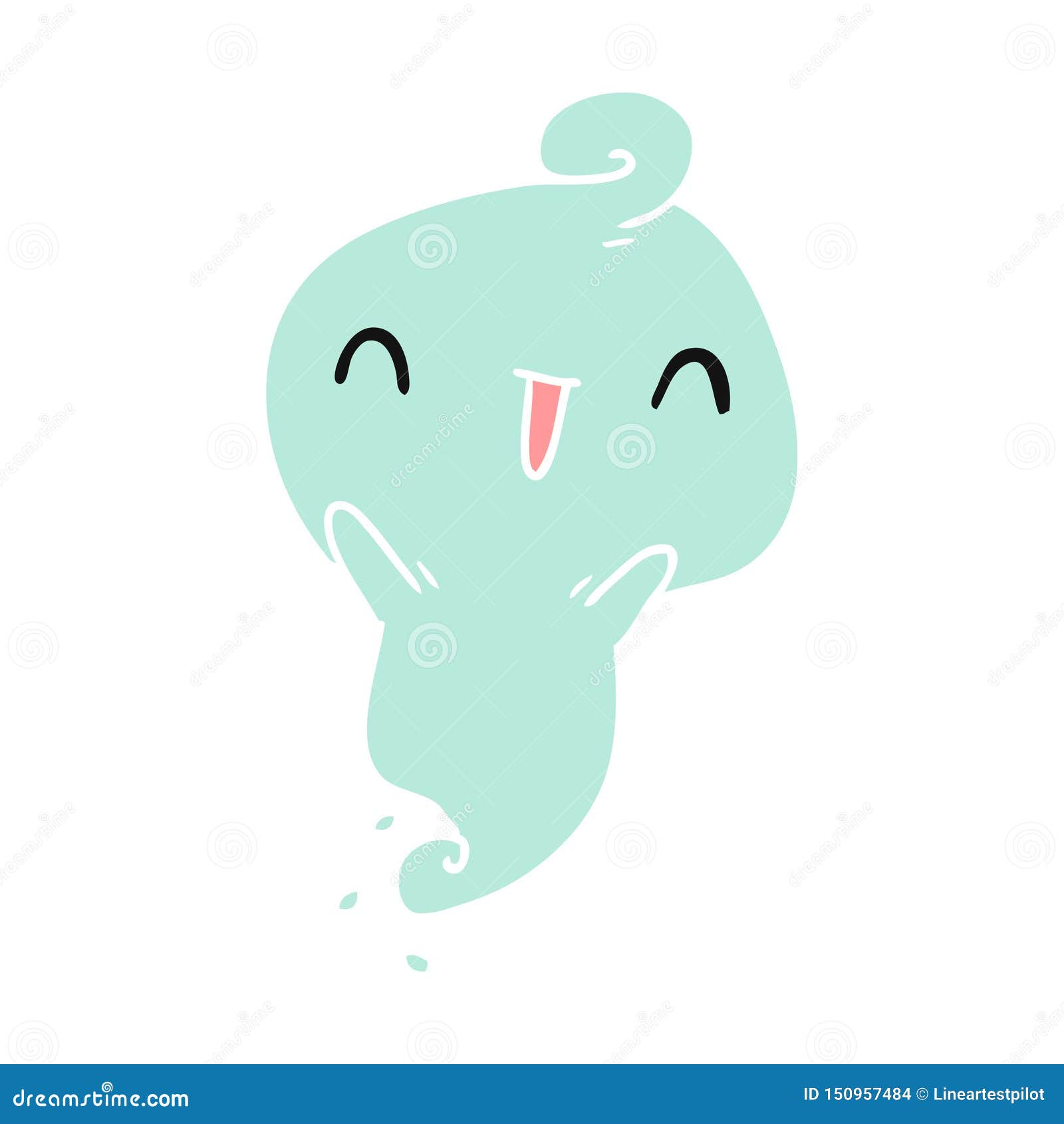 A Creative Cartoon Kawaii Cute Dead Ghost Stock Vector - Illustration ...