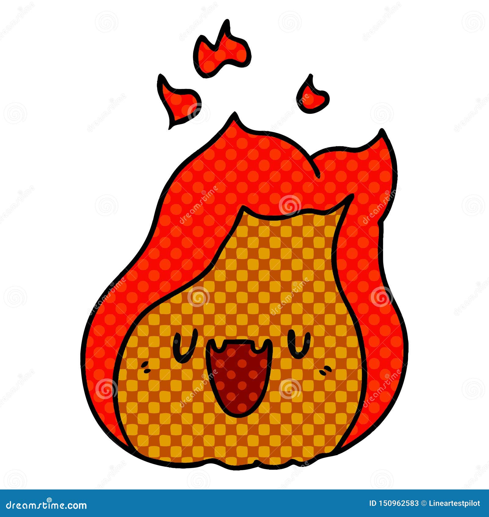 A Creative Cartoon Kawaii Cute Fire Flame Stock Vector - Illustration ...