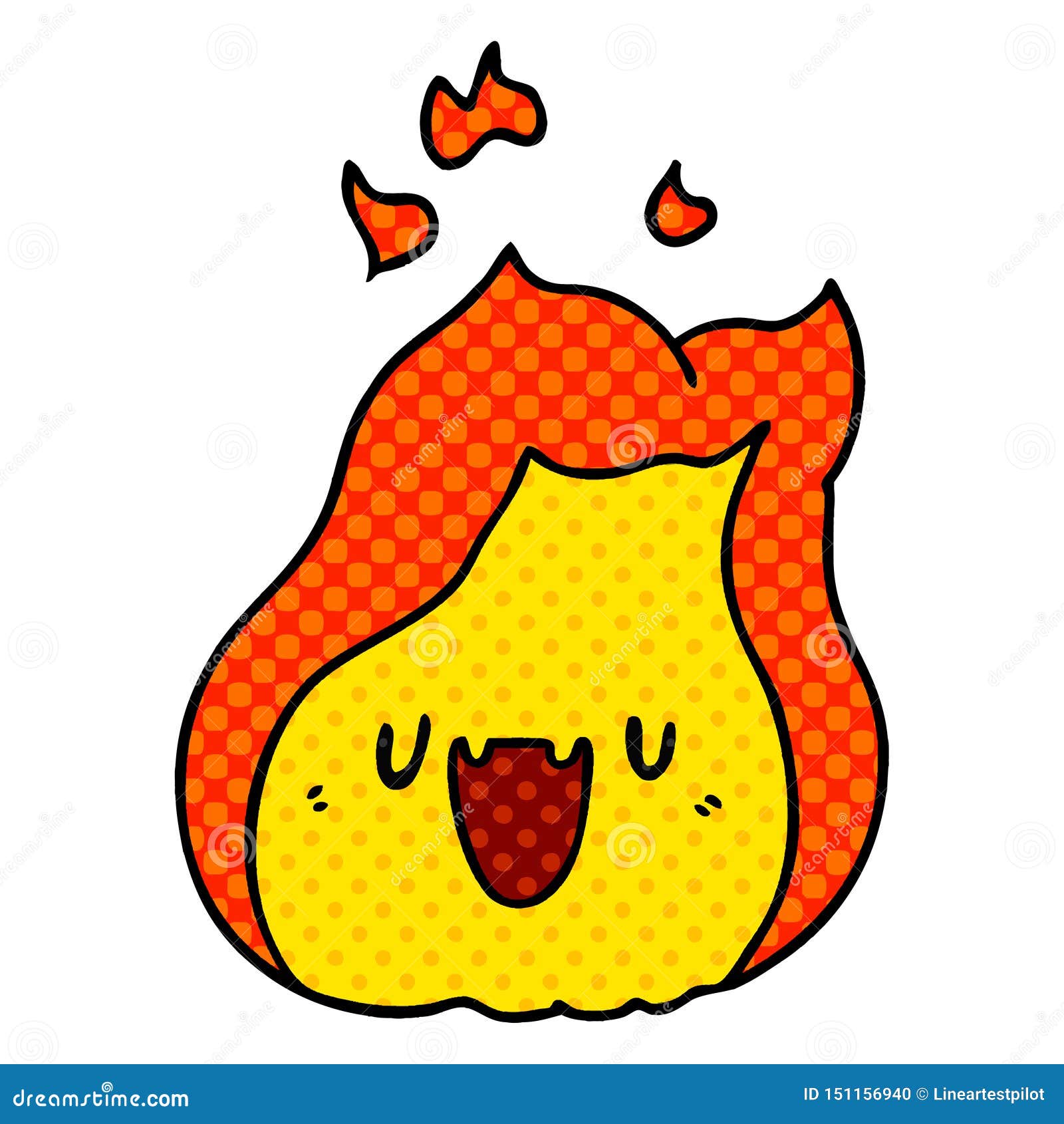 A Creative Cartoon Kawaii Cute Fire Flame Stock Vector - Illustration ...