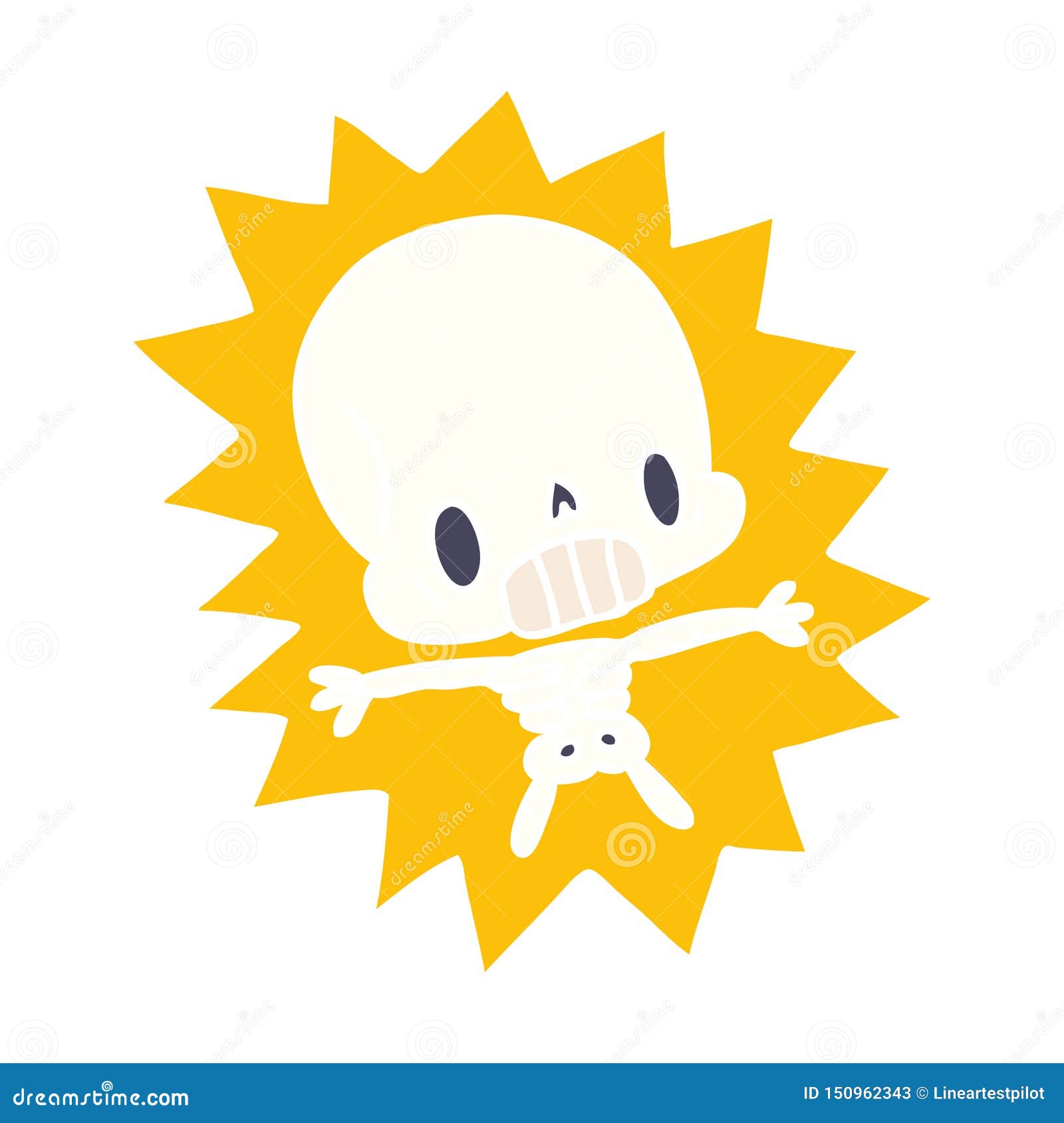 A Creative Cartoon Kawaii Electrocuted Skeleton Stock Vector ...