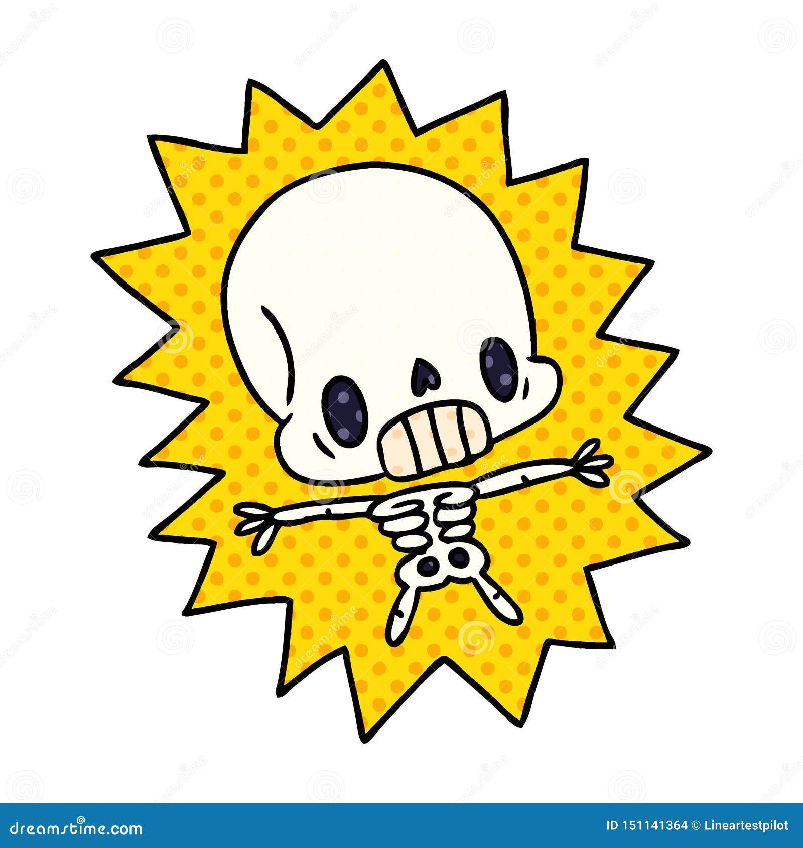 A Creative Cartoon Kawaii Electrocuted Skeleton Vector Illustration ...