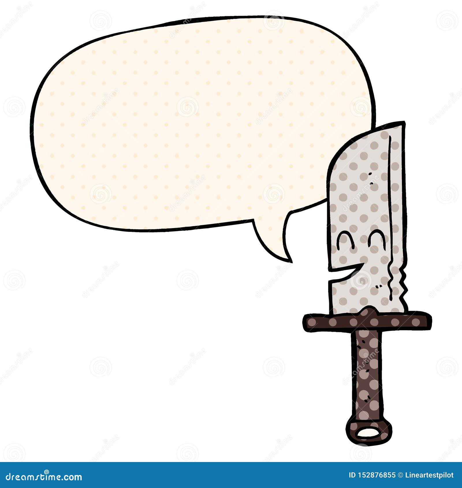 A Creative Cartoon Knife and Speech Bubble in Comic Book Style Stock ...