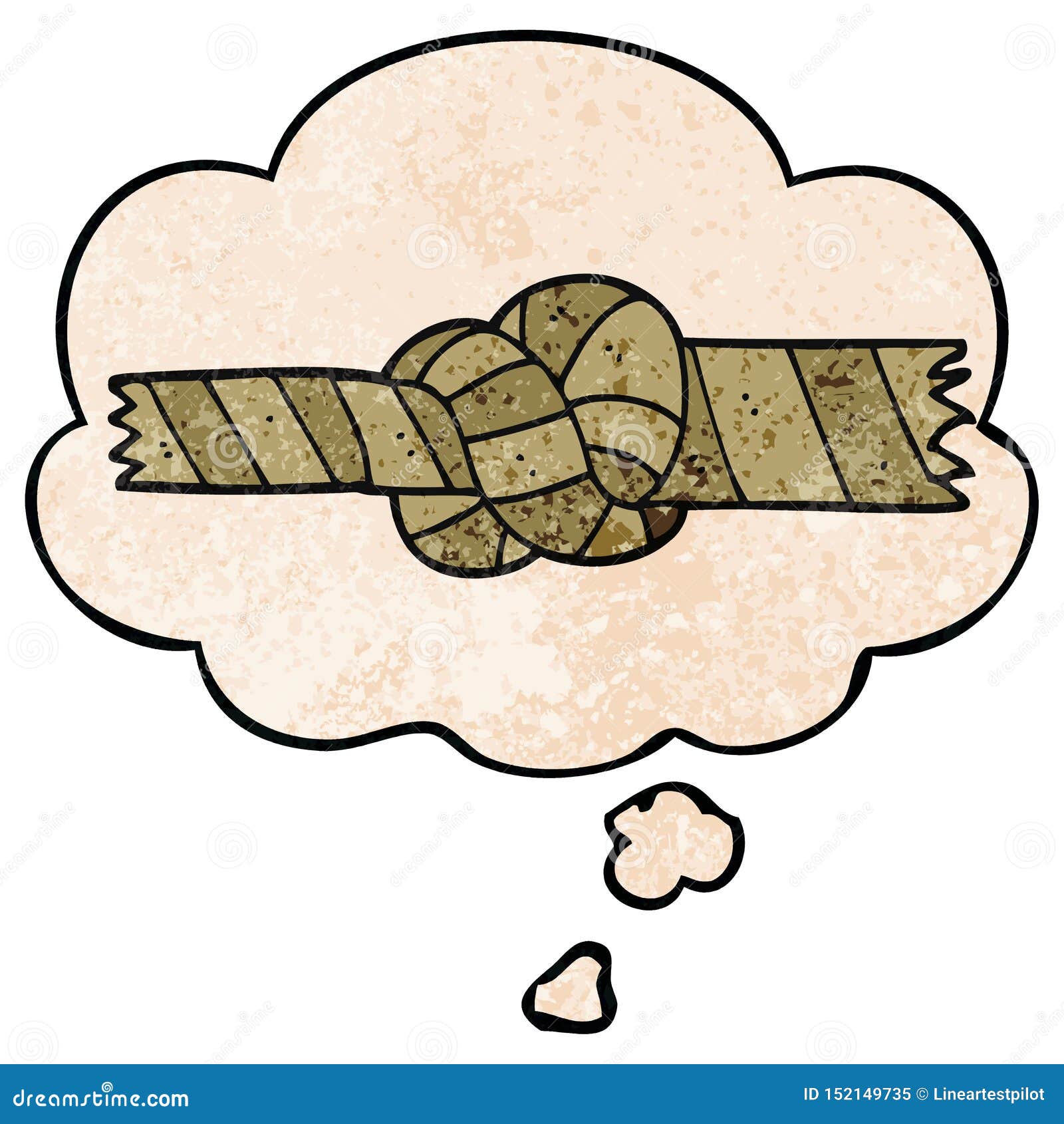 A Creative Cartoon Knotted Rope and Thought Bubble in Grunge Texture ...