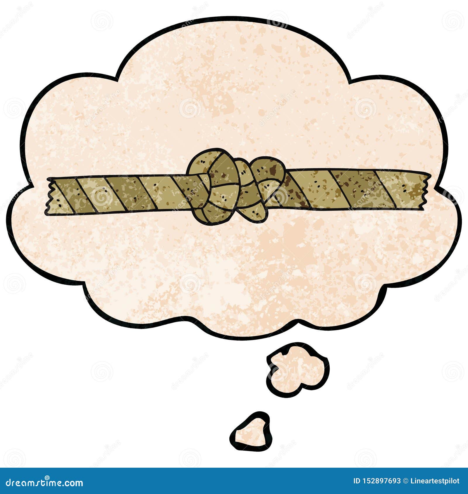 A Creative Cartoon Knotted Rope and Thought Bubble in Grunge Texture ...