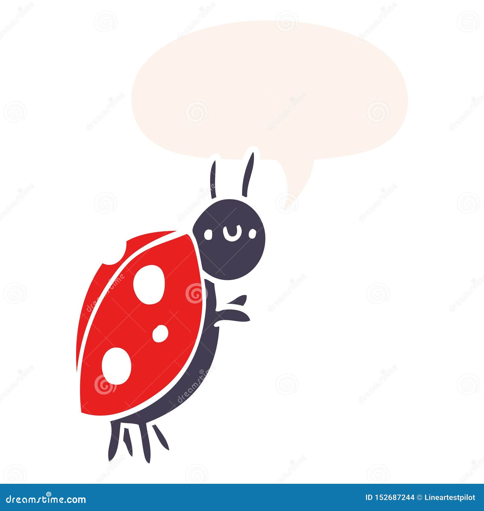A Creative Cartoon Ladybug and Speech Bubble in Retro Style Stock ...