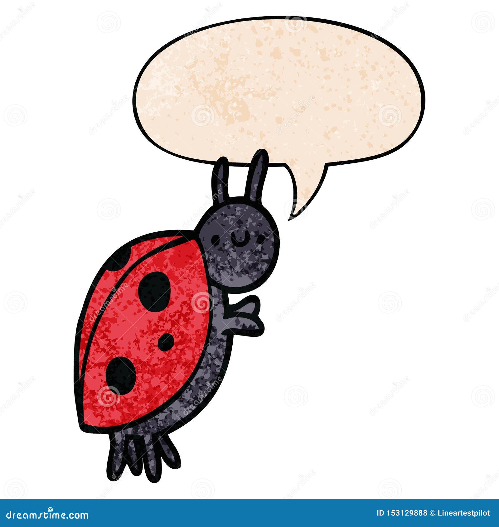 A Creative Cartoon Ladybug and Speech Bubble in Retro Texture Style ...