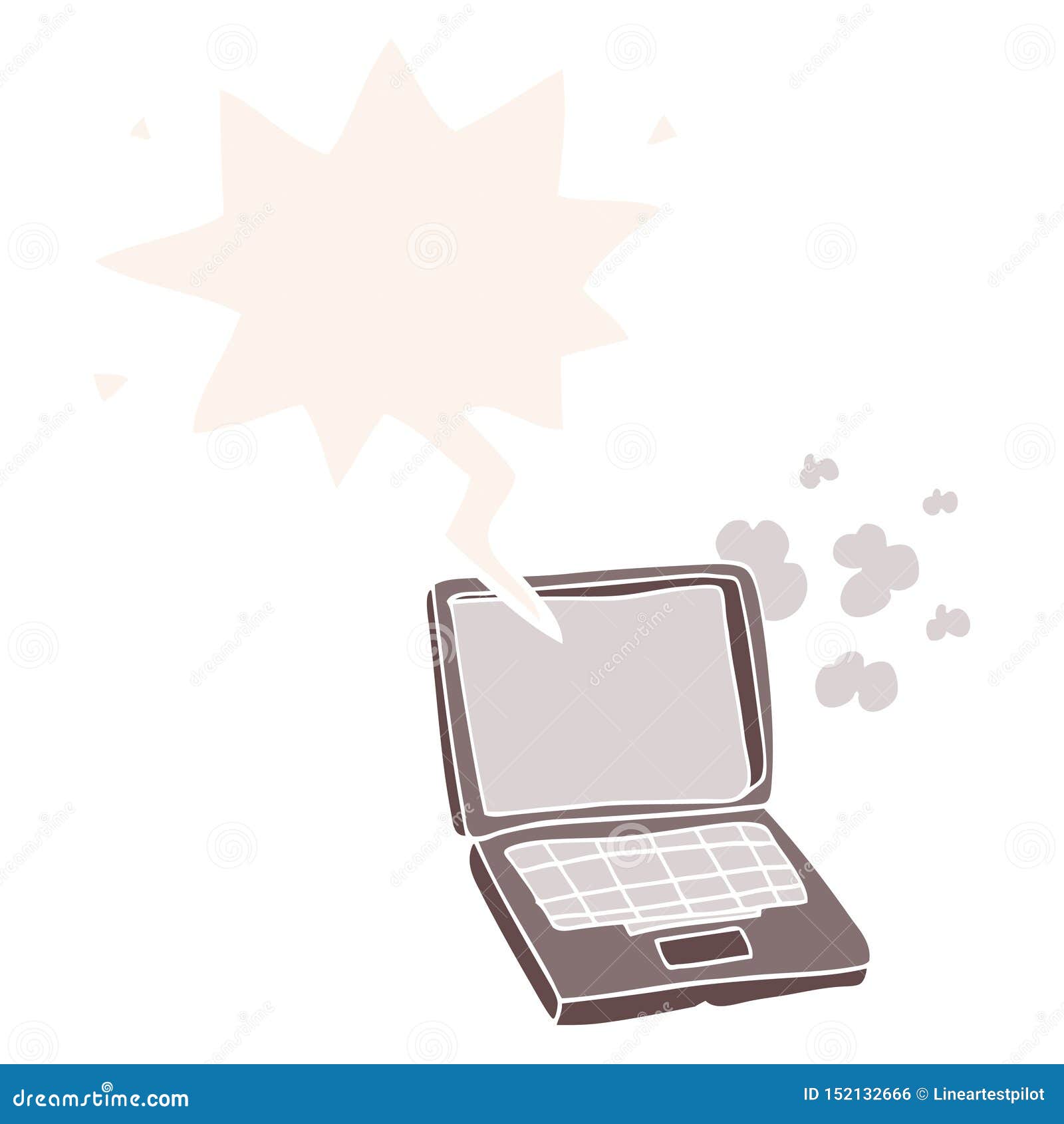 A Creative Cartoon Laptop Computer and Speech Bubble in Retro Style ...