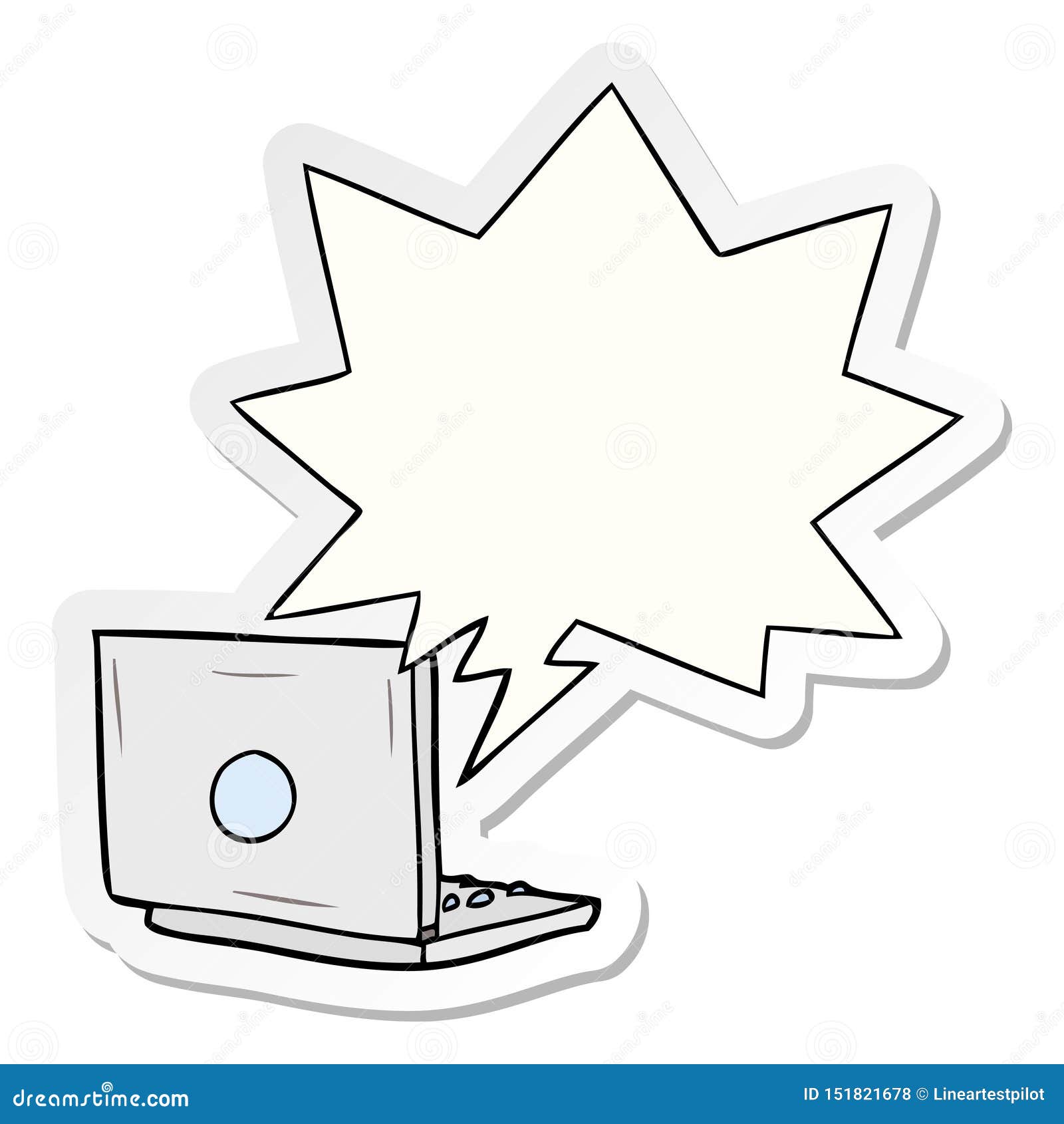 A Creative Cartoon Laptop Computer and Speech Bubble Sticker Stock ...