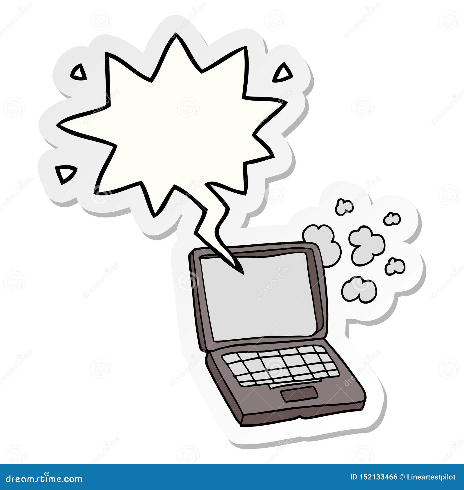 A Creative Cartoon Laptop Computer and Speech Bubble Sticker Stock ...