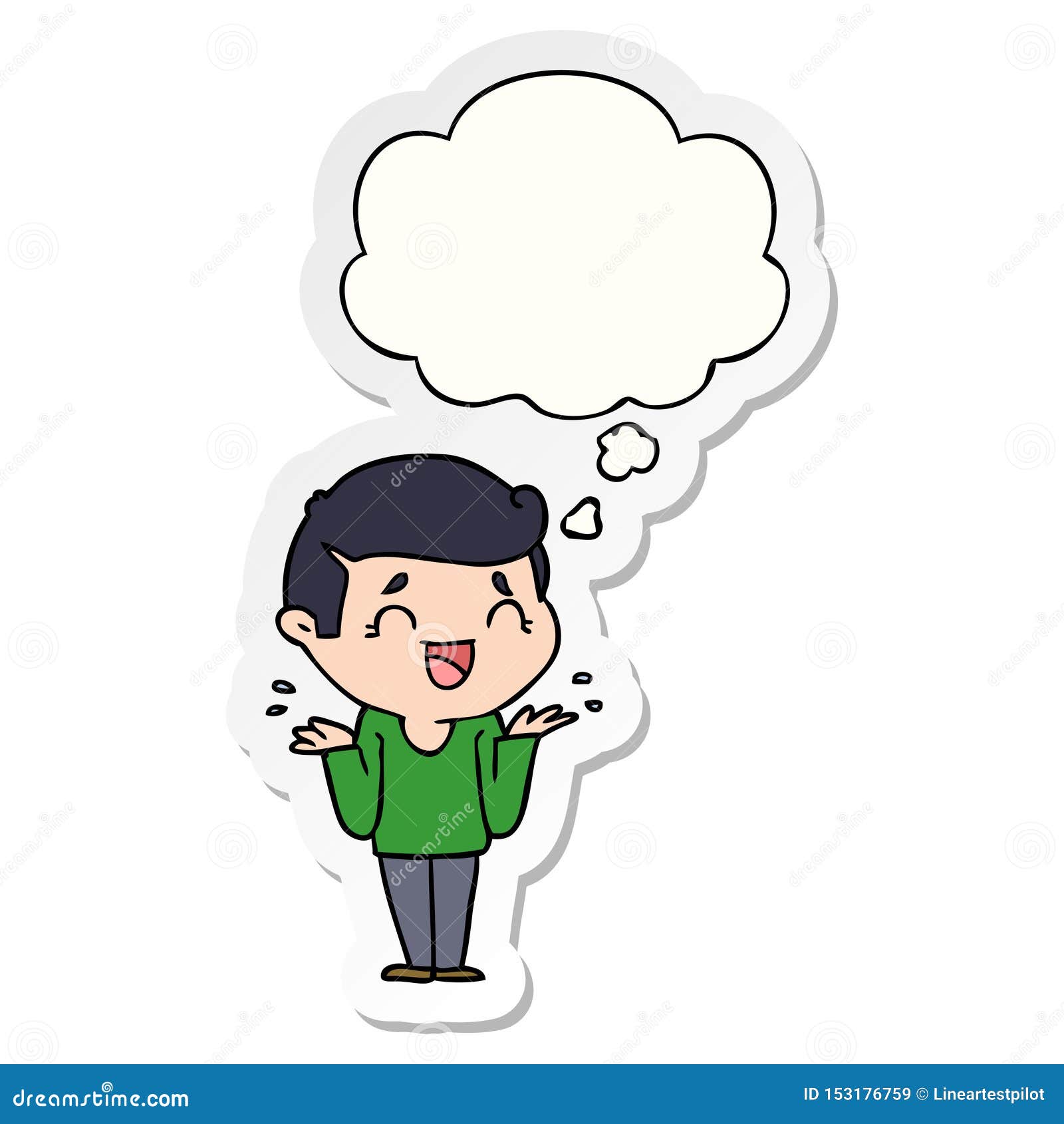 A Creative Cartoon Laughing Confused Man and Thought Bubble As a ...